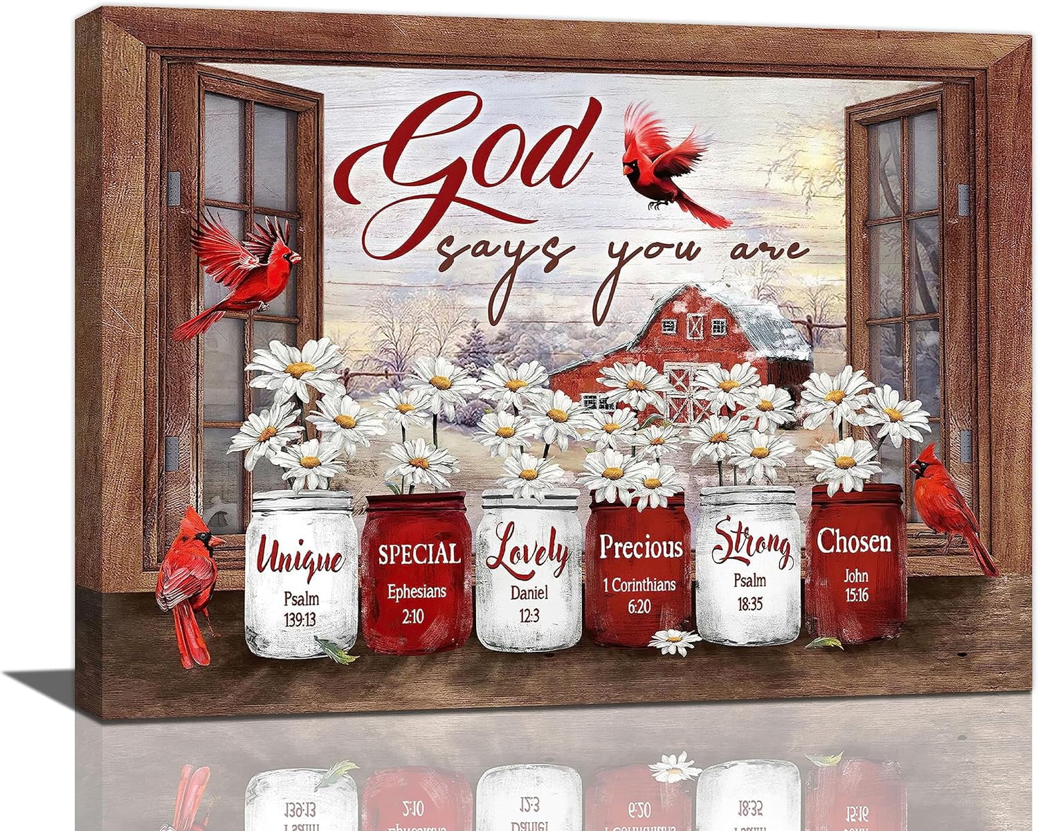 AatoeaX Cardinal Decor Wall Art Rustic Daisy Winter Christmas Red ...