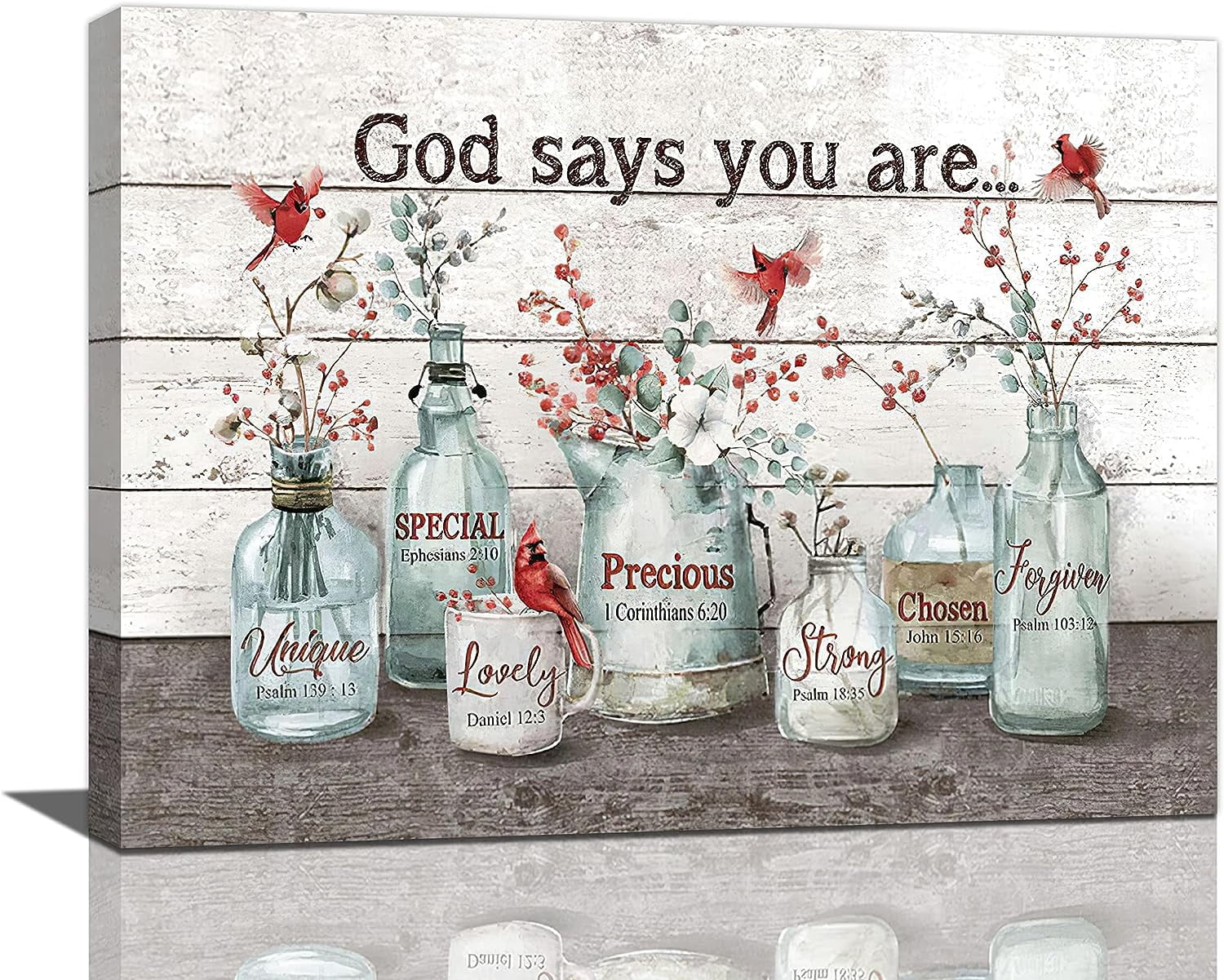 AatoeaX Cardinal Wall Art Rustic Red Floral Vase Pictures Wall Decor ...