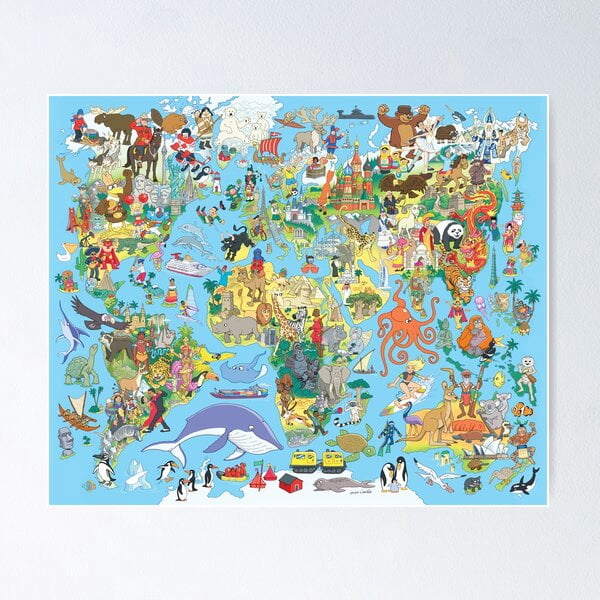AatoeaX Cartoon World Map Poster Aesthetic Home Decor – Perfect for ...