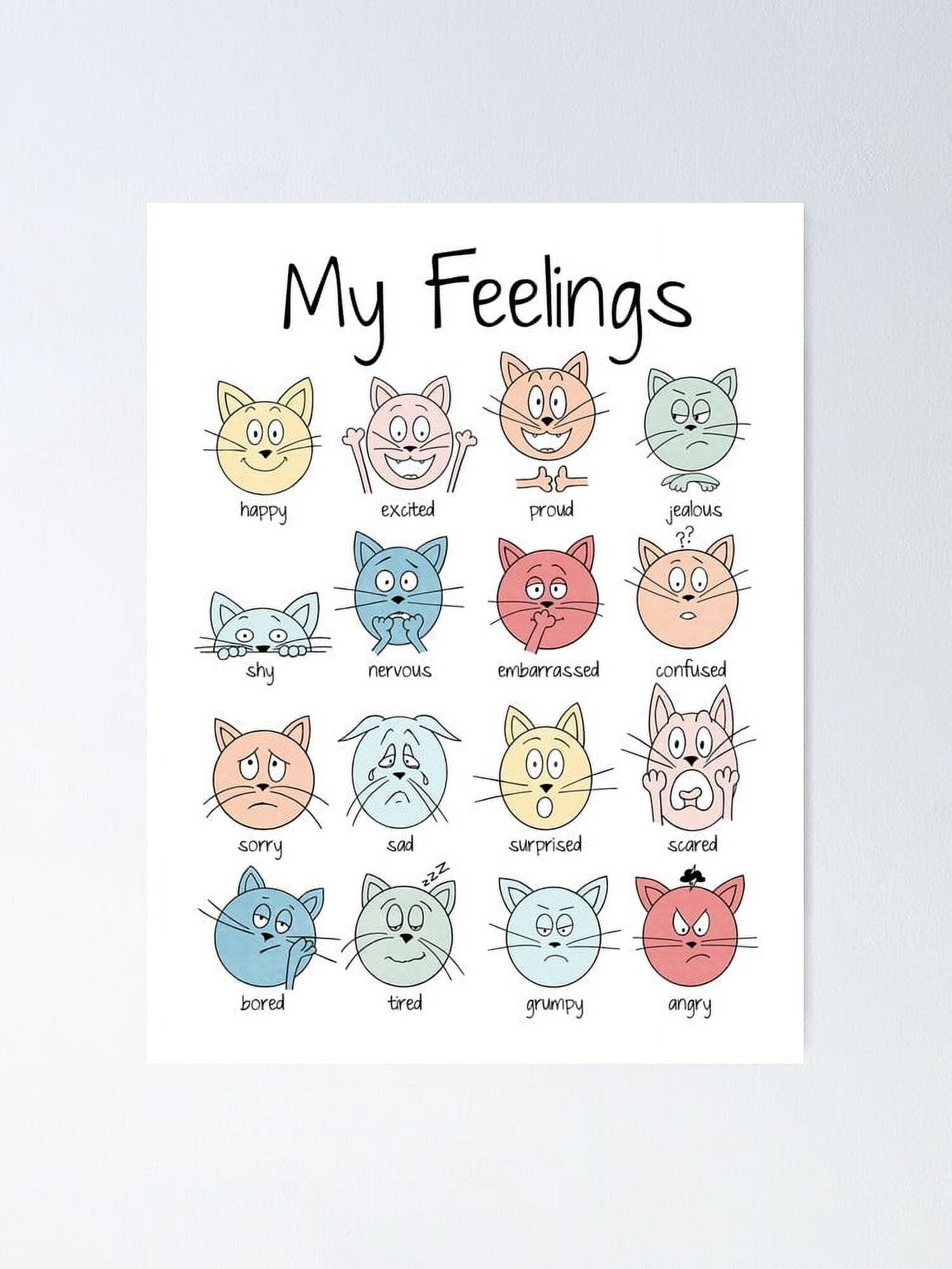 AatoeaX Cat Feelings, expressions, emotions Poster Modern Wall Art Canvas Poster – Aesthetic ...