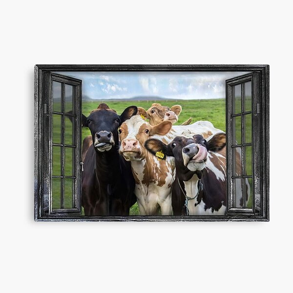 AatoeaX Cattle Cows Window View Canvas Print Modern Wall Art Canvas ...