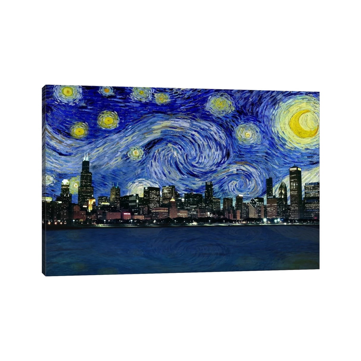 AatoeaX "Chicago, Illinois Starry Night Skyline" Canvas Print Modern ...