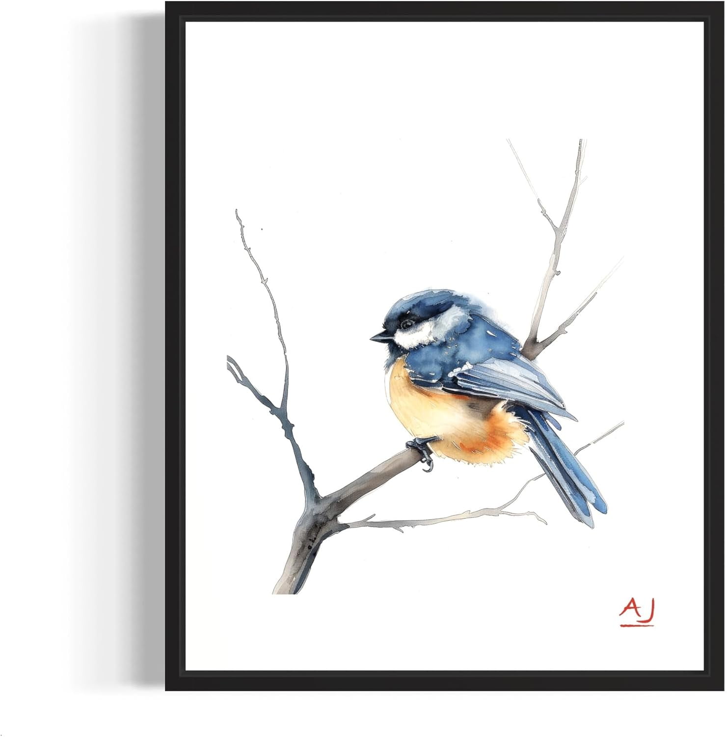 AatoeaX Chickadee Art Print Poster, Bird Watercolor Painting, Nature ...