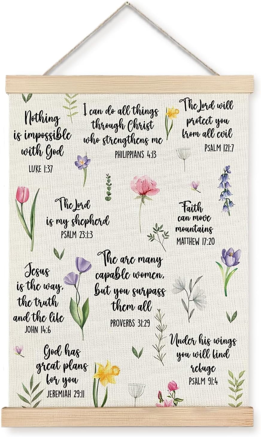 AatoeaX Christian Inspirational Quotes Scroll Canvas Wall Art, Wooden ...