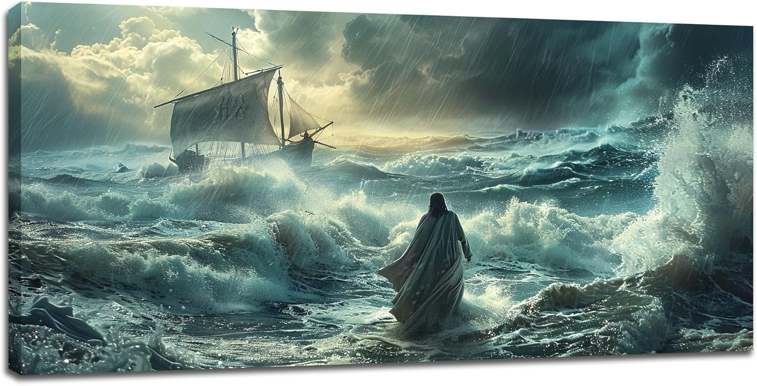 AatoeaX Christian Jesus Wall Art Beach Religious Pictures Wall Decor ...
