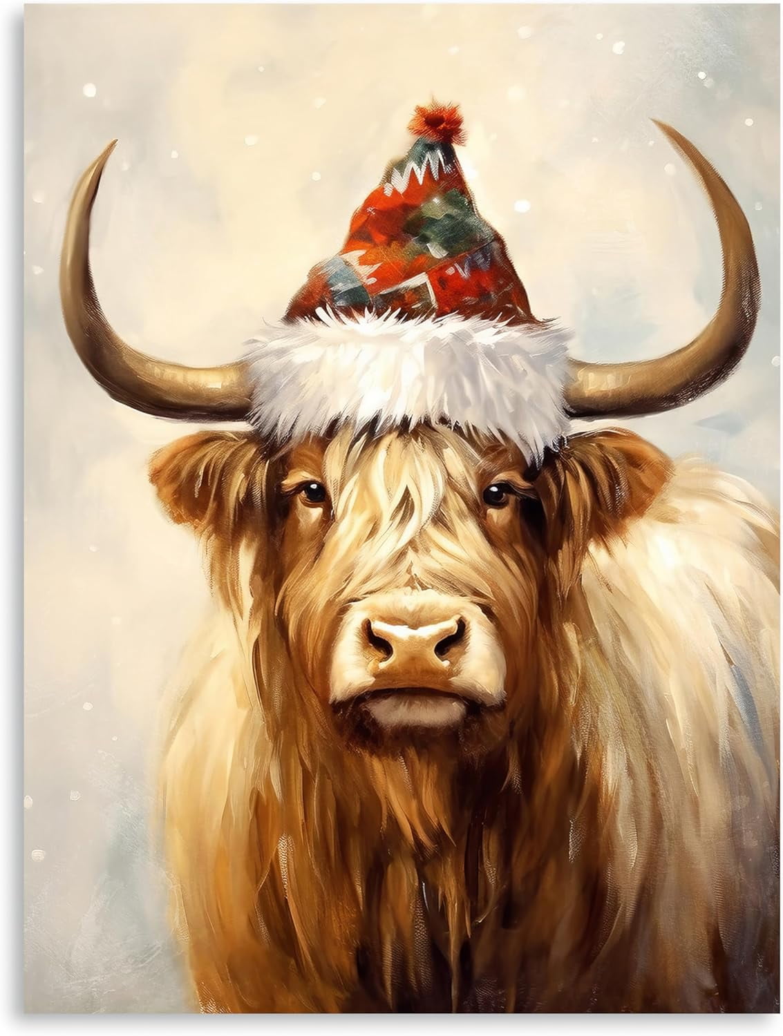 AatoeaX Christmas Highland Cow Wall Art,Farm Animal Christmas Canvas ...