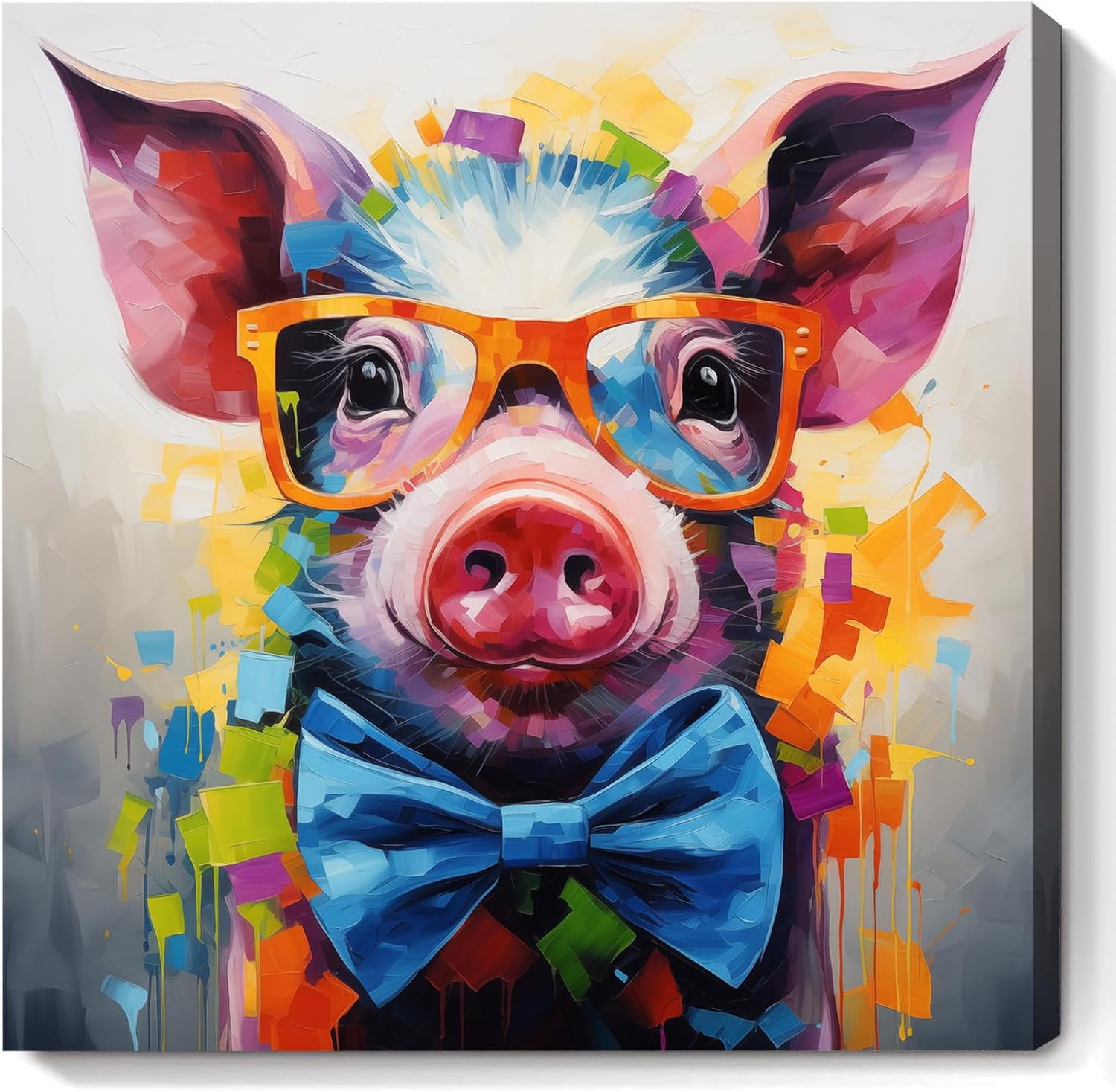 AatoeaX Colorful Cartoon Pig Painting Funny And Cute Animal Prints Pig ...
