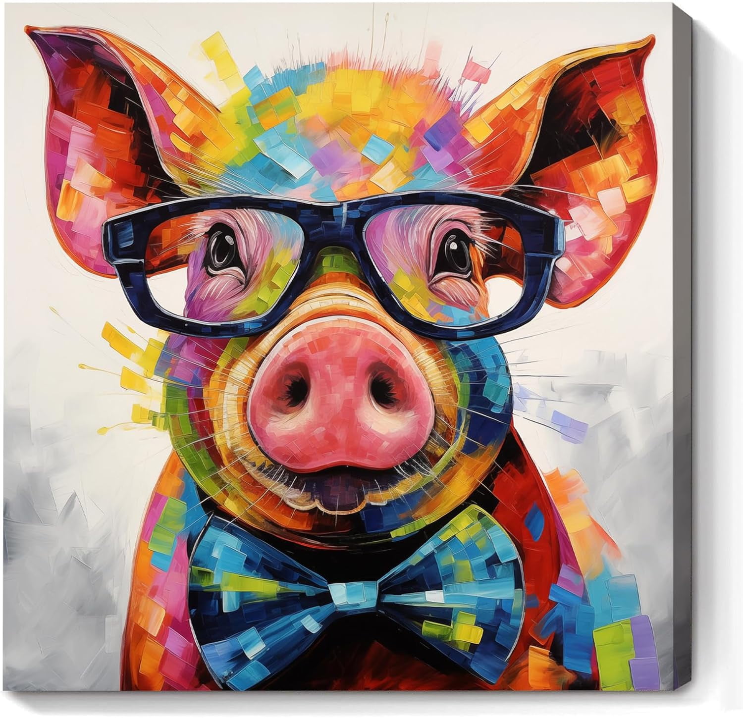 AatoeaX Colorful Cartoon Pig Painting Funny And Cute Animal Prints Pig ...