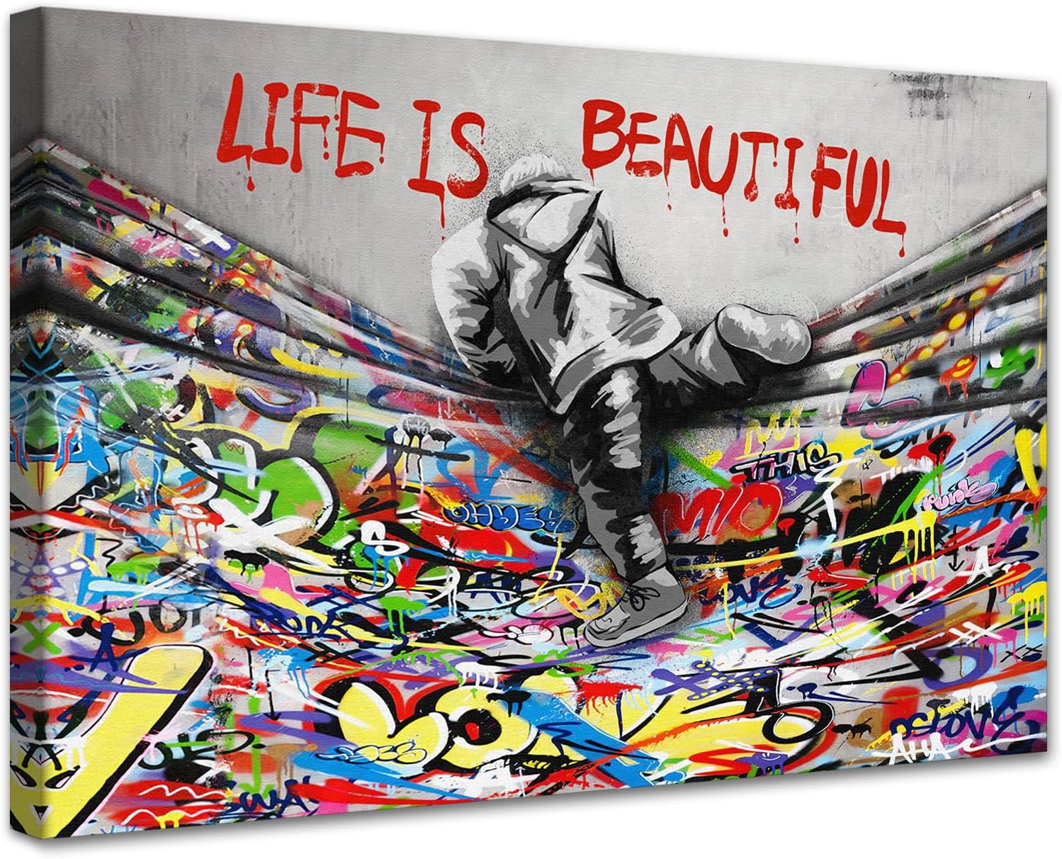 AatoeaX Colorful Curtains Graffiti Canvas Wall Art Artwork Boy Graffiti ...