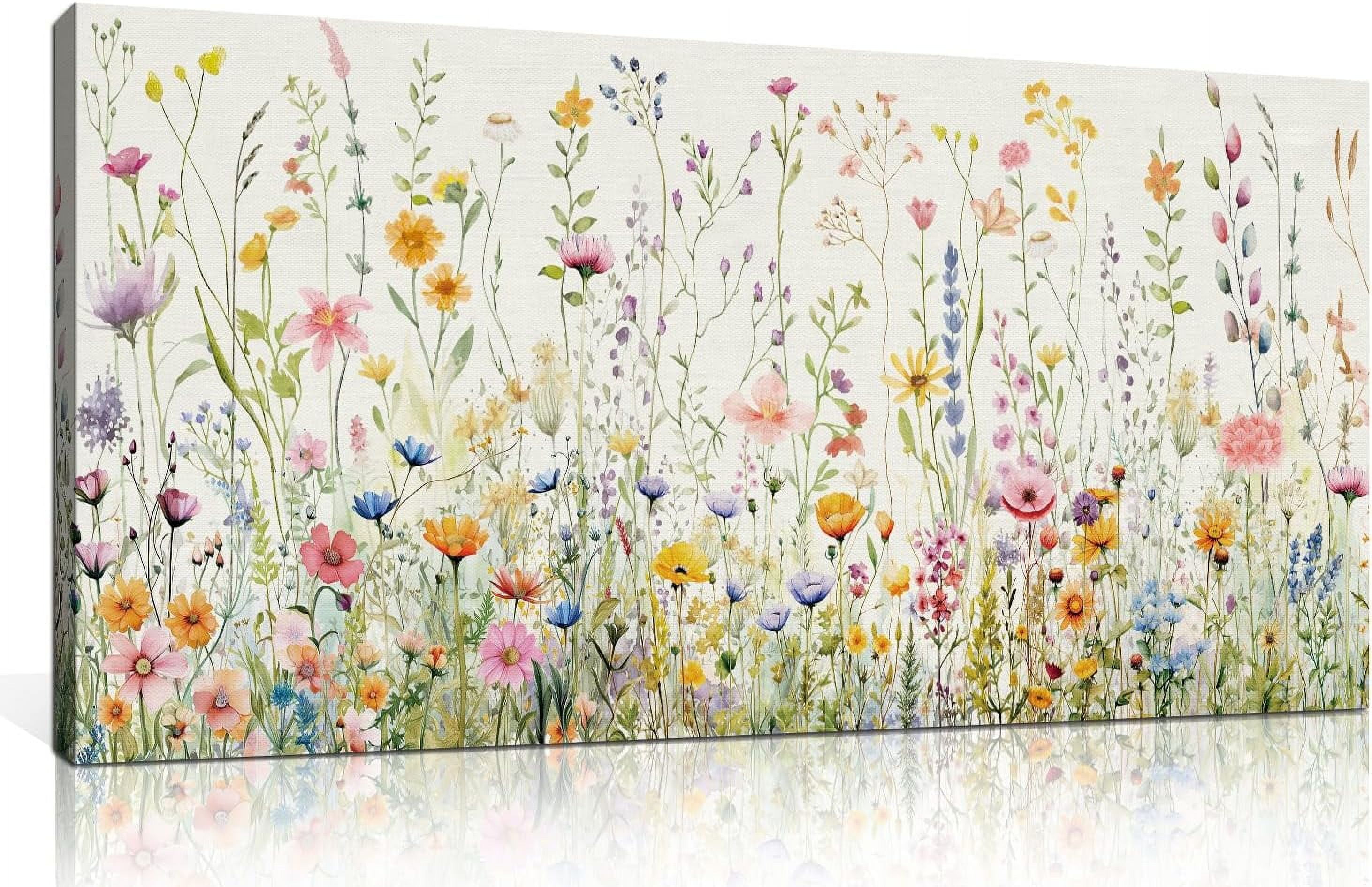 AatoeaX Colorful Flower Canvas Wall Art Set, Watercolor Daisy Floral ...