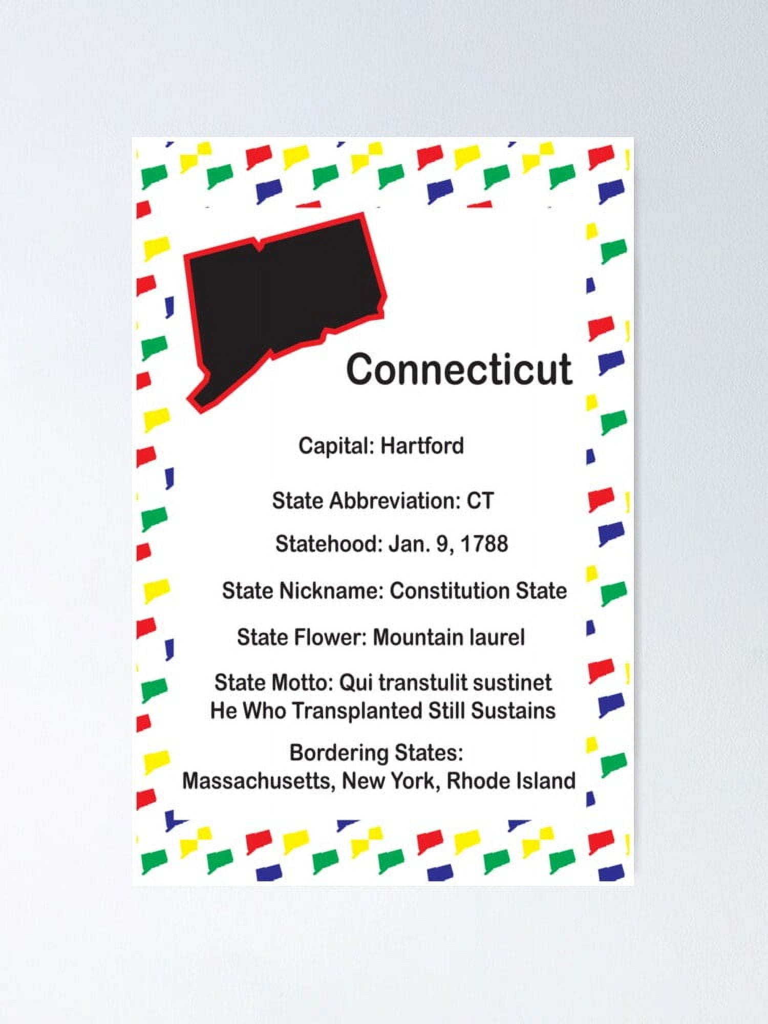 AatoeaX Connecticut Information Educational Poster Modern Wall Art ...
