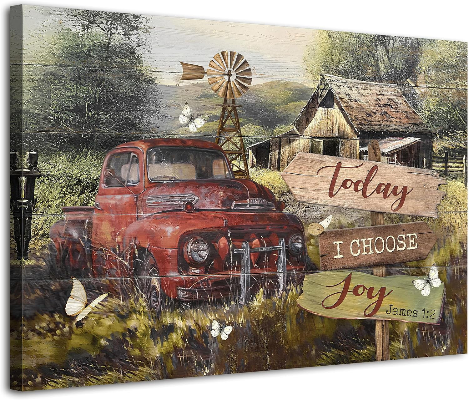 AatoeaX Country Farmhouse Wall Art Windmill Barn Wall Decor for Kitchen ...