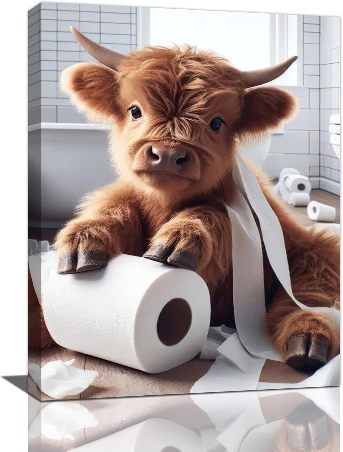 AatoeaX Cow Bathroom Decor Highland Cow Wall Art Cute Highland cow Wall ...