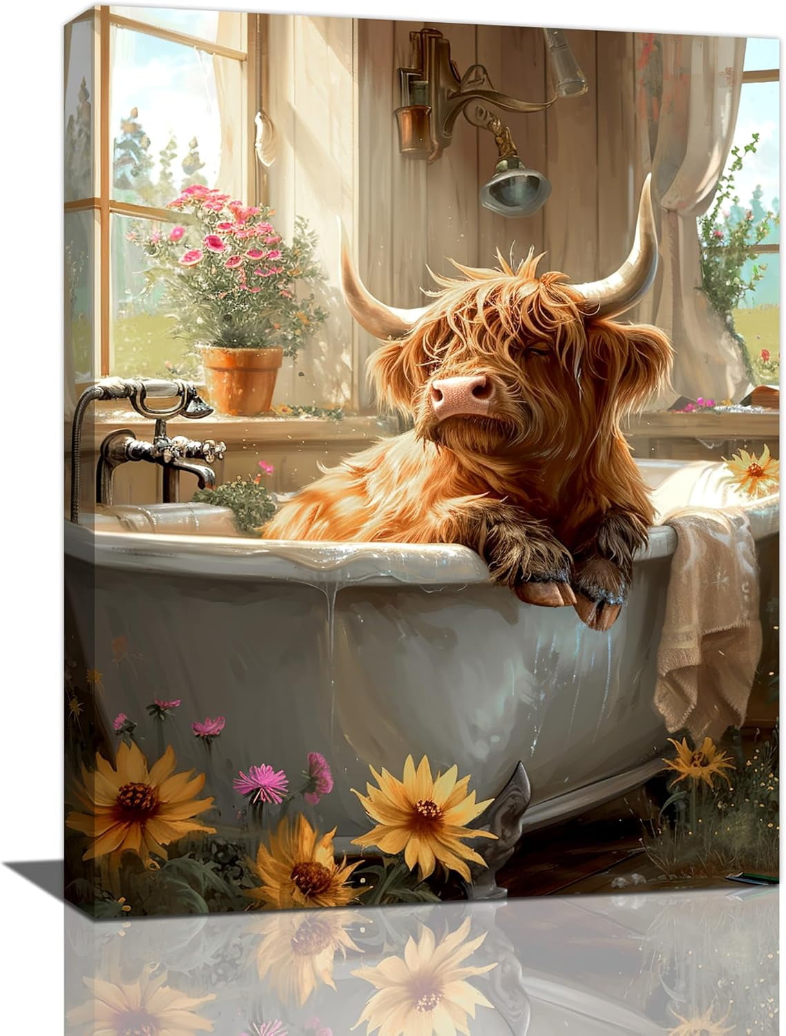 AatoeaX Cow Bathroom Decor Highland Cow Wall Art Cute Highland cow Wall ...