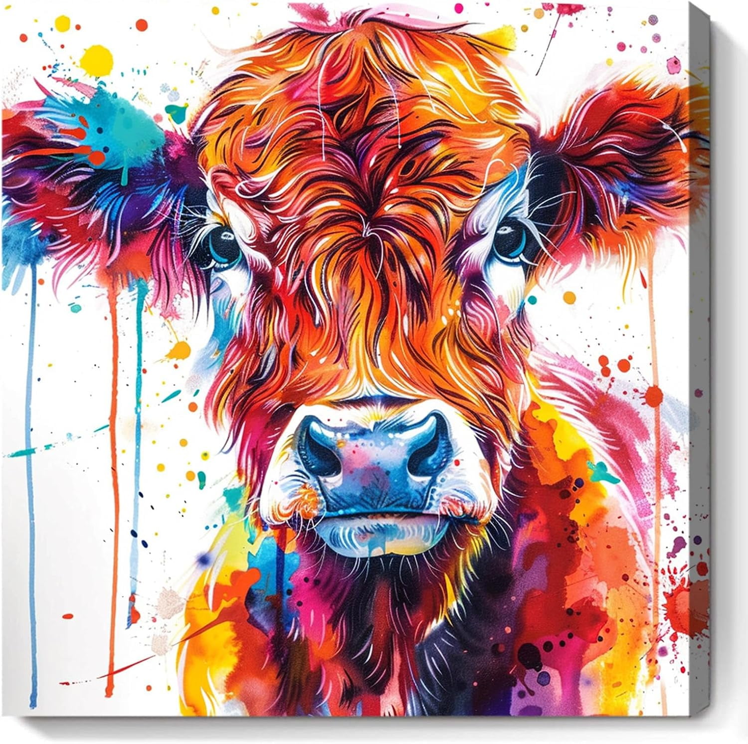 AatoeaX Cow Bathroom Wall Art Pink Cute Cow Painting Cute Cattle Sit ...