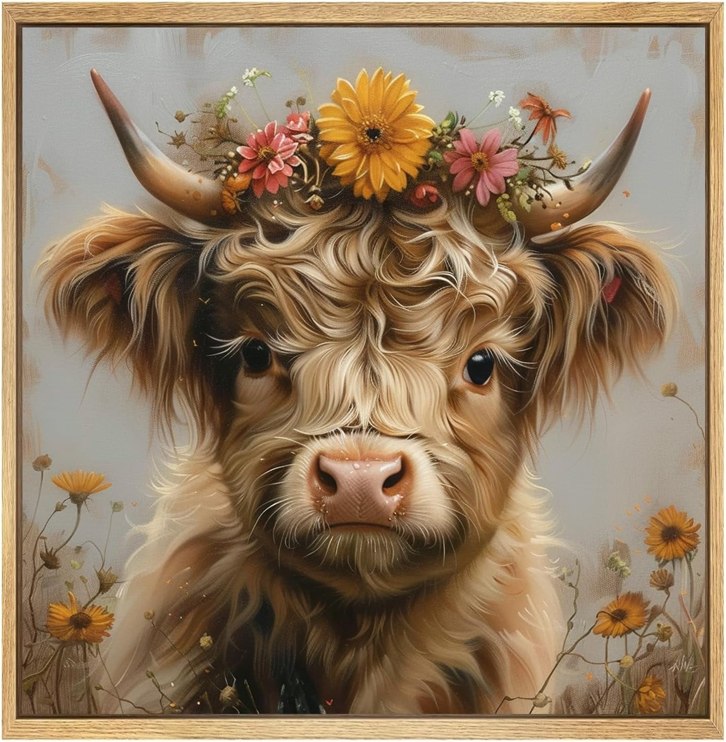 AatoeaX Cow Bathroom Wall Art Pink Cute Cow Painting Cute Cattle Sit ...