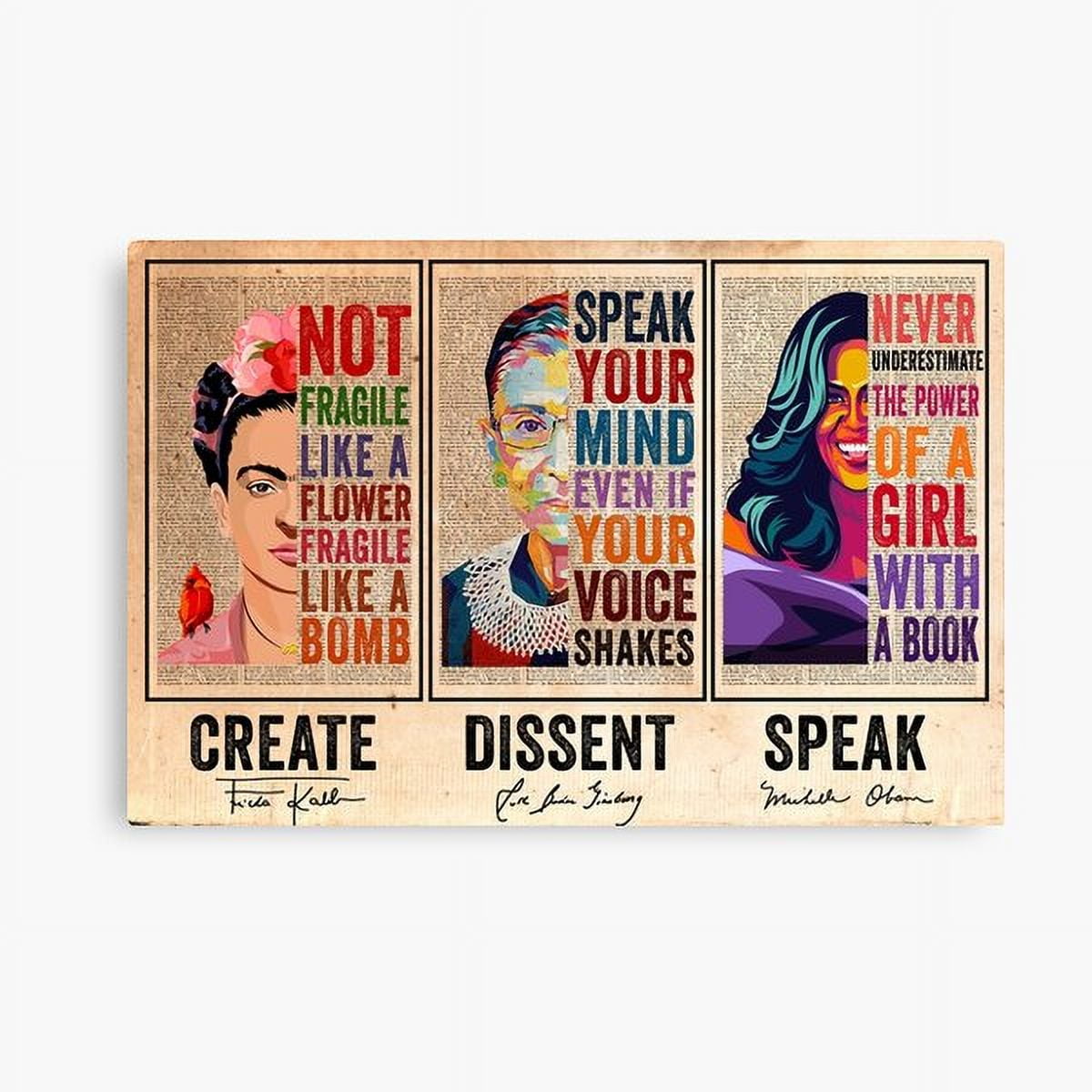 AatoeaX Create Frida Kahlo Dissent Ruth Bader Ginsburg Speak Michelle ...
