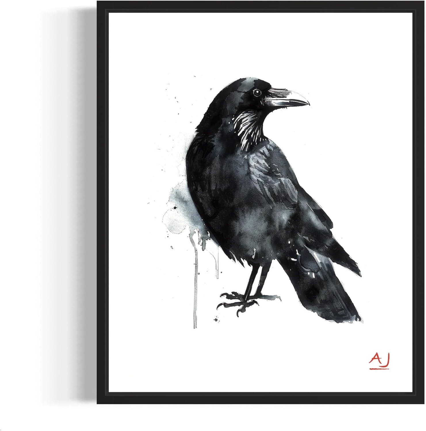 AatoeaX Crow Art Print Poster, Bird Watercolor Painting, Nature Animal ...