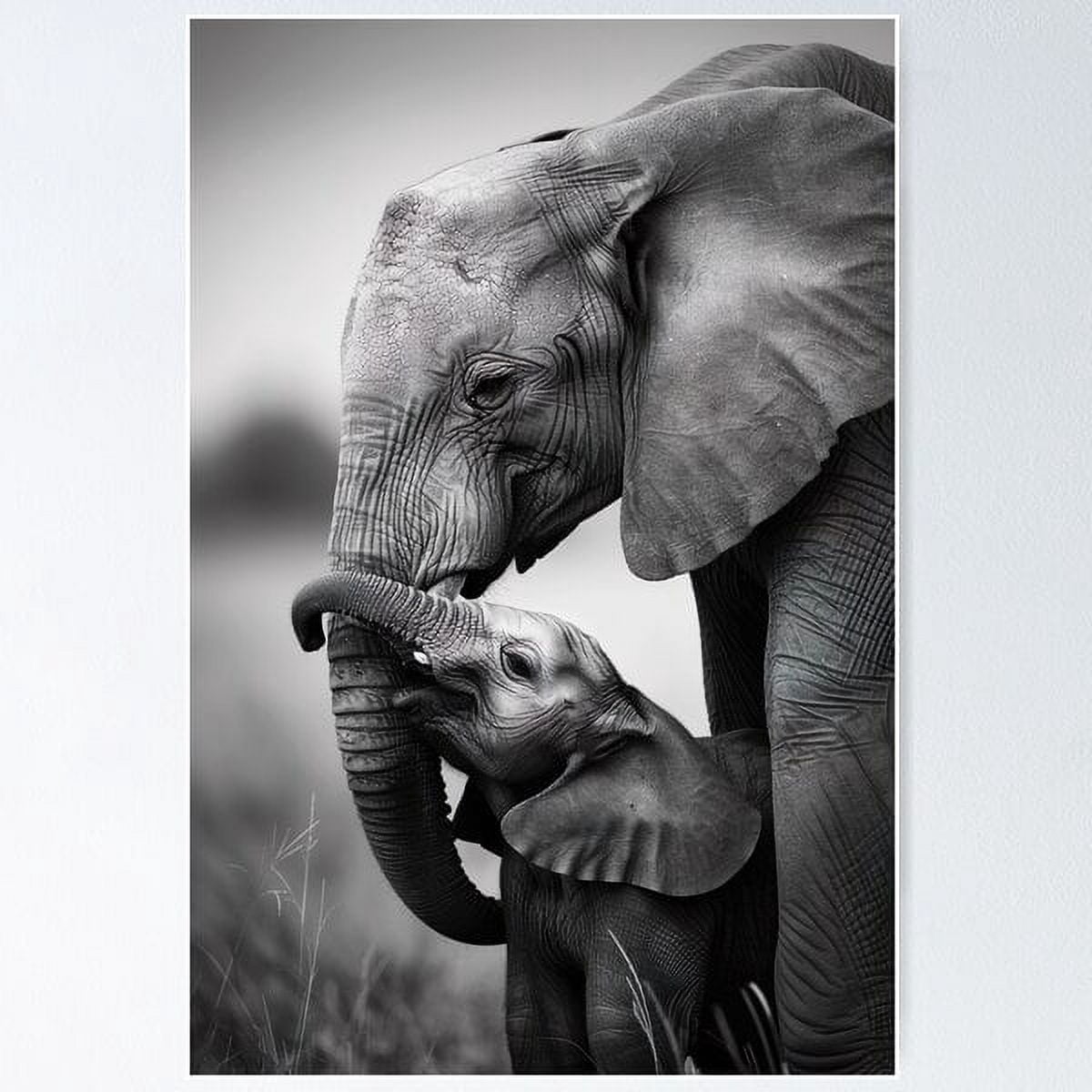 AatoeaX Cute Mom & Baby Elephant, Vintage Animal Photo Poster Aesthetic ...