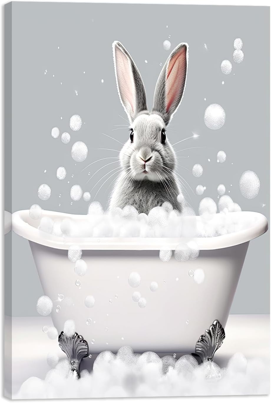 AatoeaX Cute Rabbit Bathroom Canvas Wall Art, Rabbit in Bathtub with ...