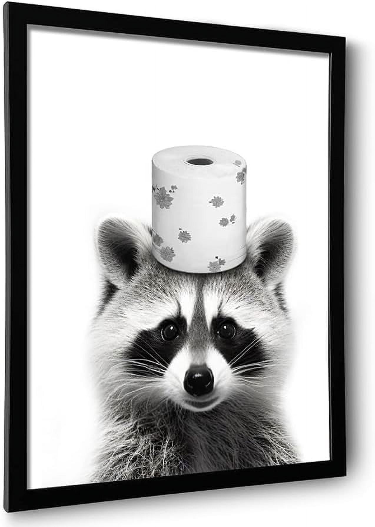 AatoeaX Cute Raccoon Wall Art, Funny Bathroom Decor Wall Art, Black and ...