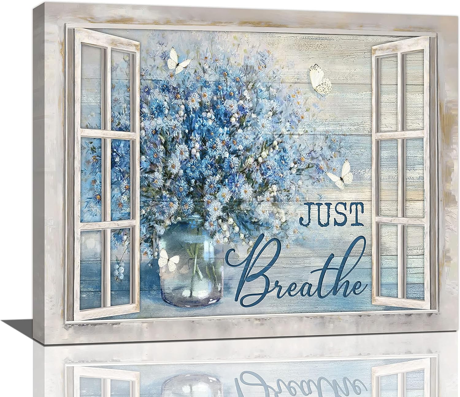 AatoeaX Daisy Decor Wall Art Rustic Blue Daisy Butterfly Pictures Wall ...