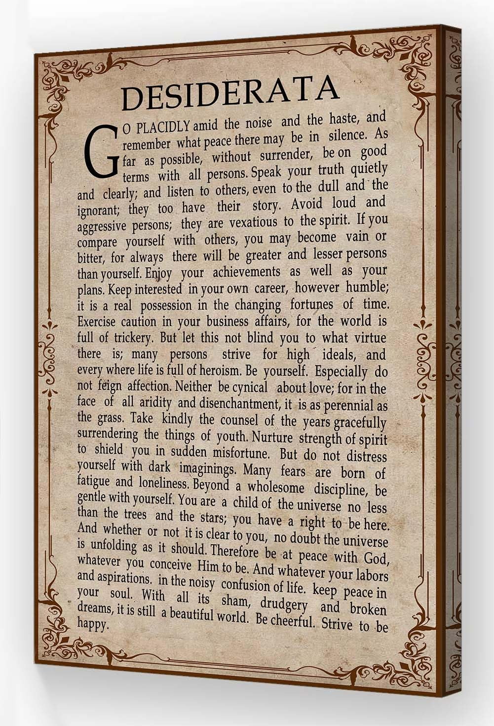 AatoeaX Desiderata Poem Wall Art Canvas Painting Inspirational Quote ...