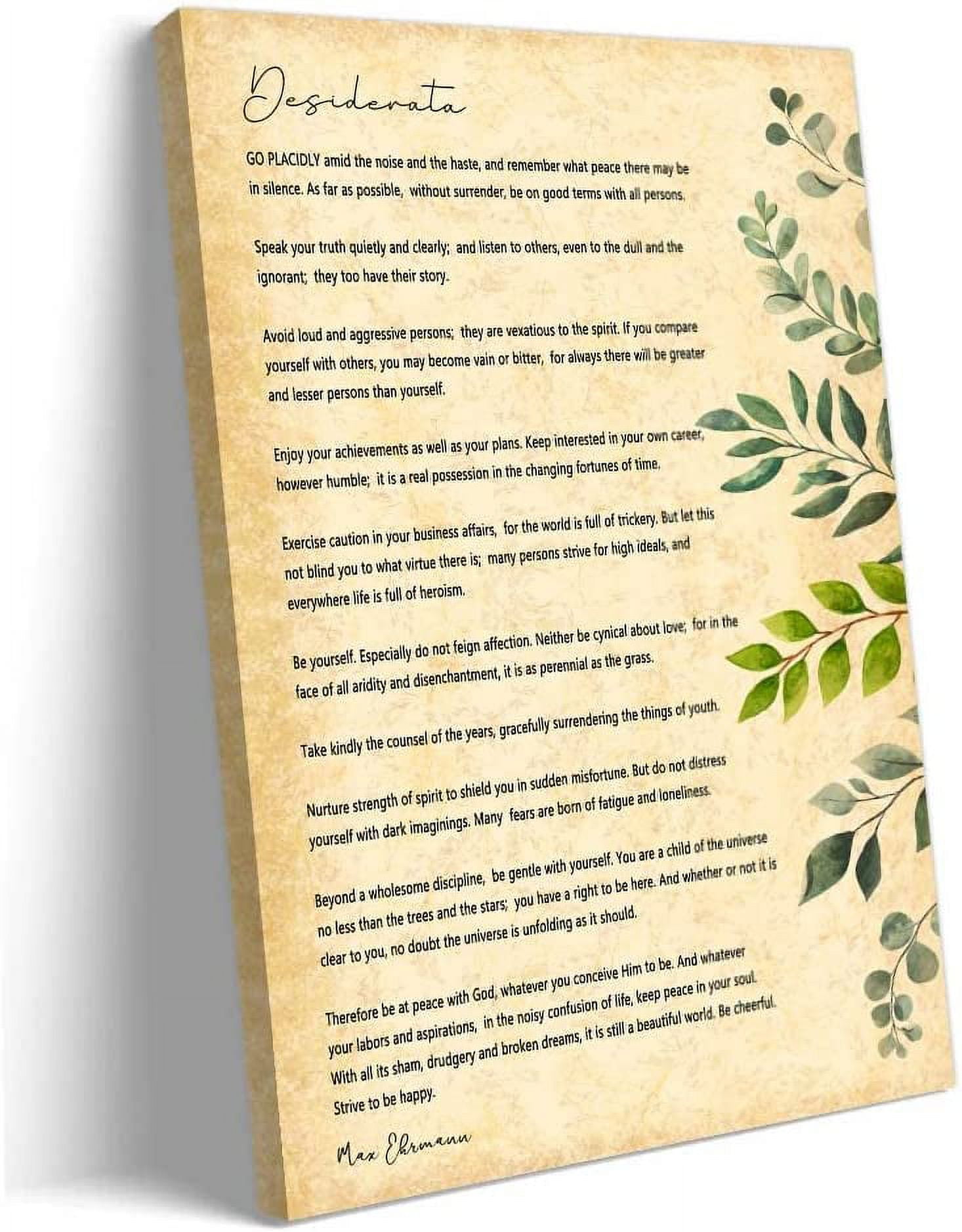 AatoeaX Desiderata Poem Wall Art Motivational Poster Book Quotes Wall ...