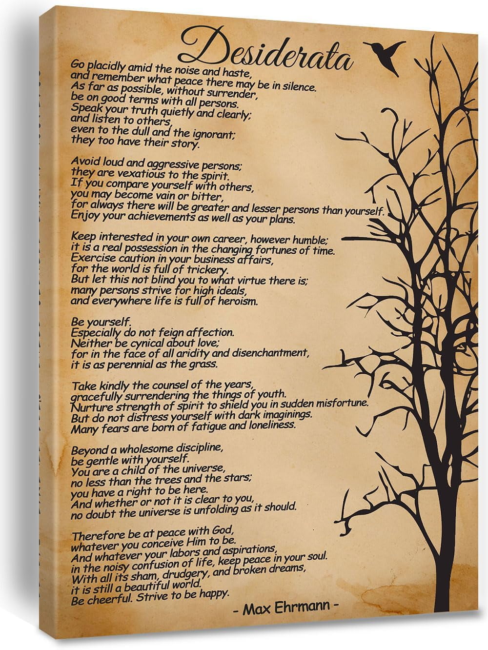 AatoeaX Desiderata Quotes Print Poem Inspirational Office Wall Art ...