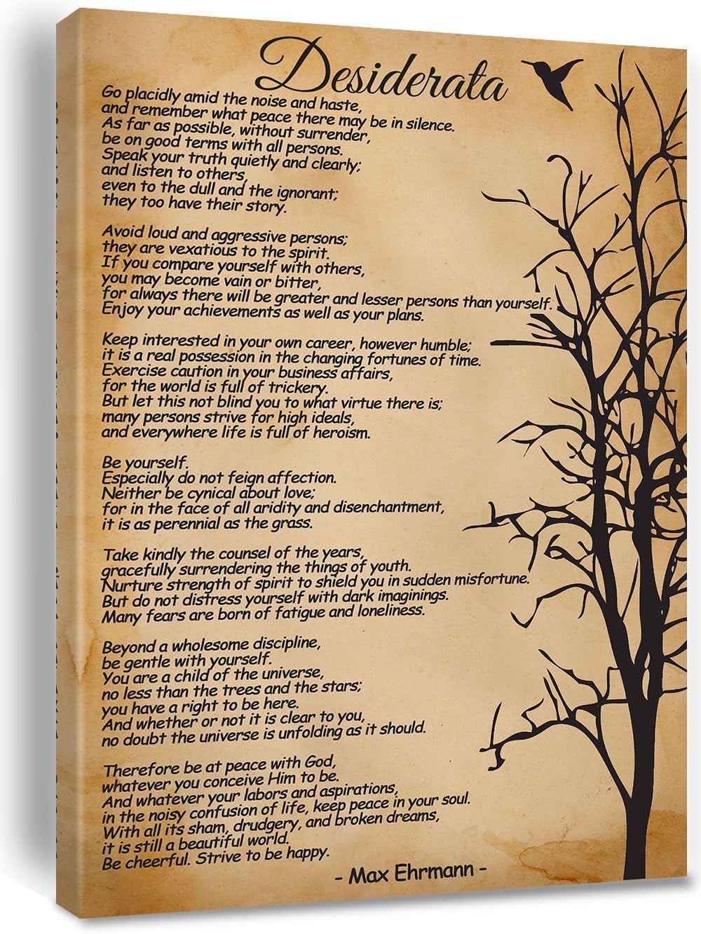 AatoeaX Desiderata Quotes Print Poem Inspirational Office Wall Art ...