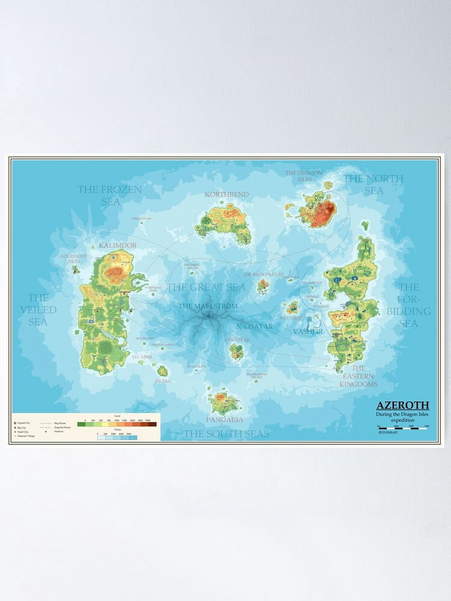 AatoeaX Detailed Azeroth map Poster Modern Wall Art Canvas Poster ...