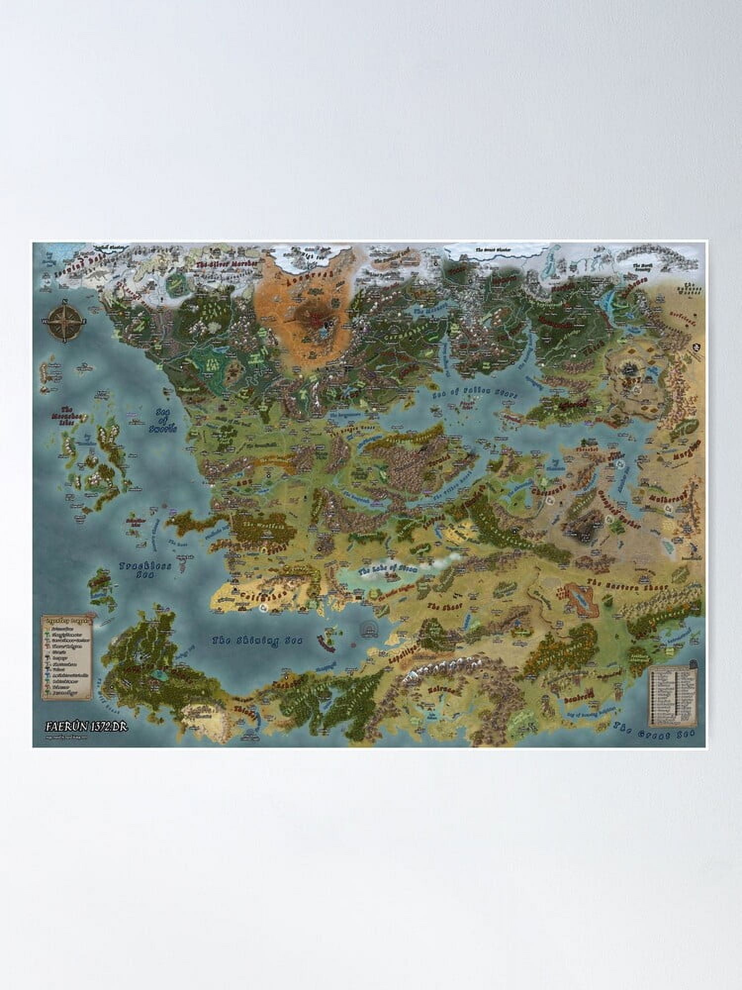 AatoeaX Detailed Map of the Forgotten Realms Poster Modern Wall Art ...