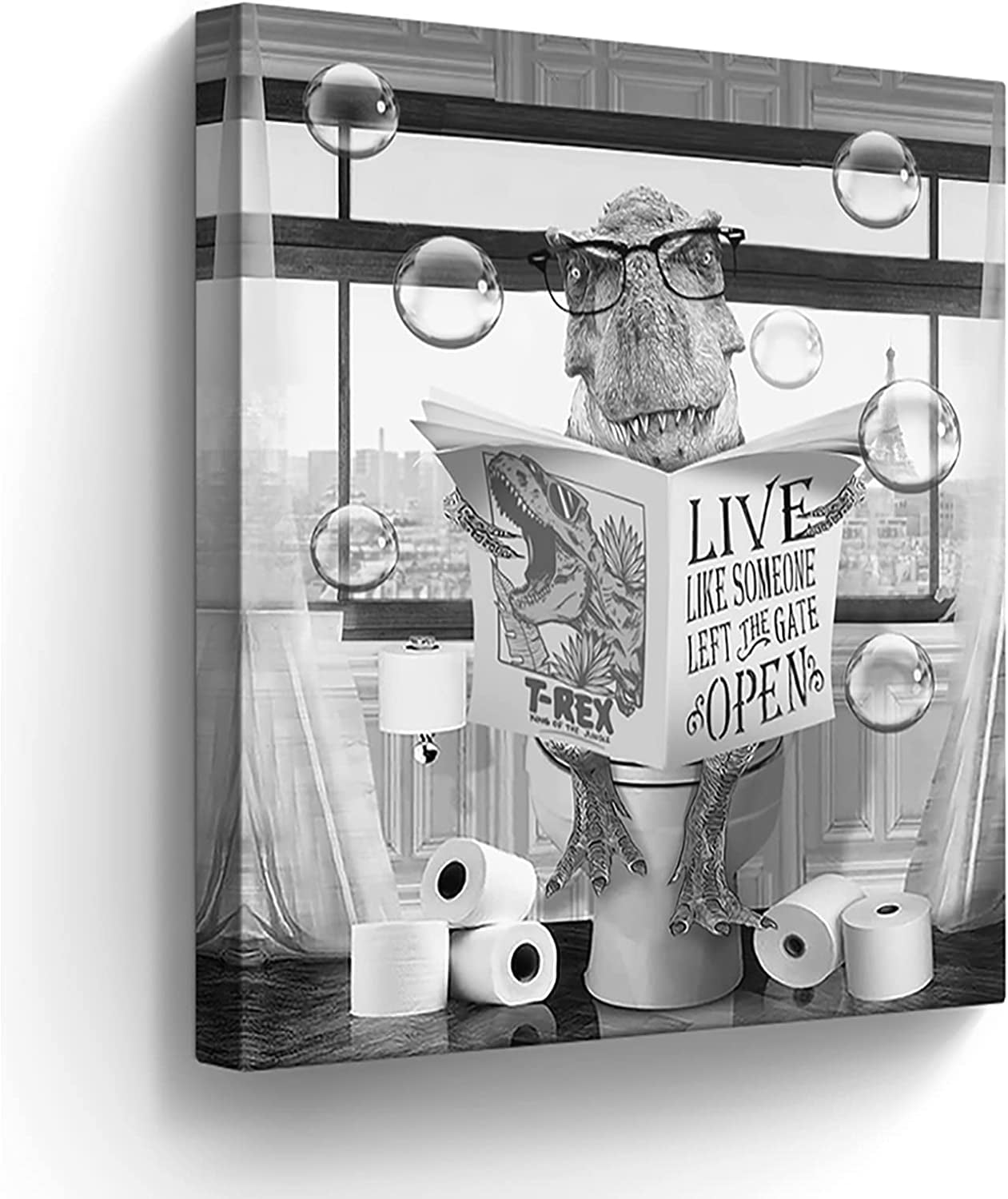 AatoeaX Dinosaur Bathroom Decor Canvas Wall Art Farmhouse Bathroom ...