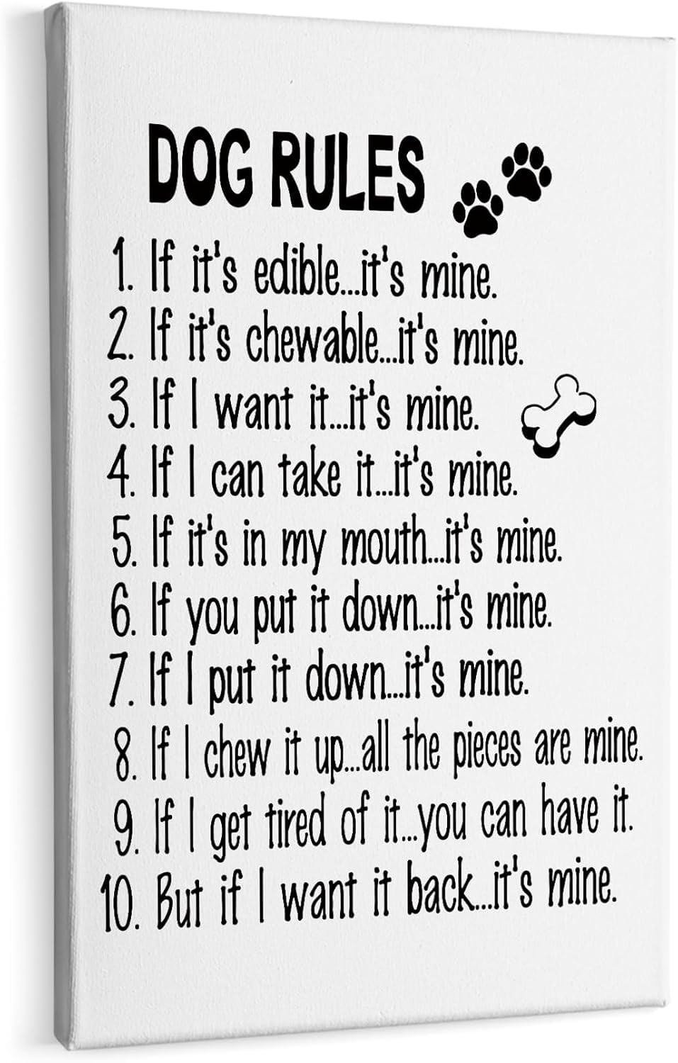 AatoeaX Dog Wall Art, Dog Wall Decor, Funny Quote Dog Rules Canvas Painting Wall Art Decor, Dog ...