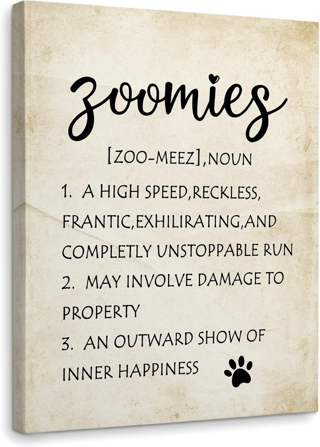 AatoeaX Dog Wall Decor, Zoomies Dog Definition Canvas Wall Art, Gift ...