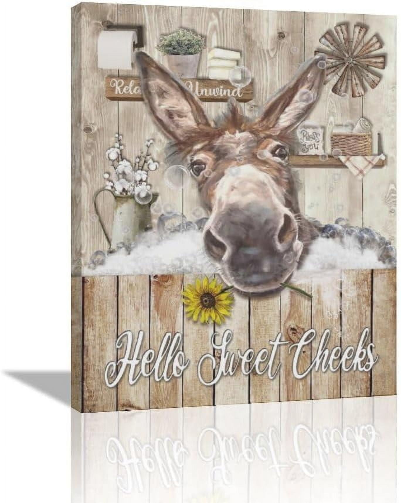 AatoeaX Donkey Wall Art Rustic Donkey Bathroom Decor Farmhouse Pictures ...