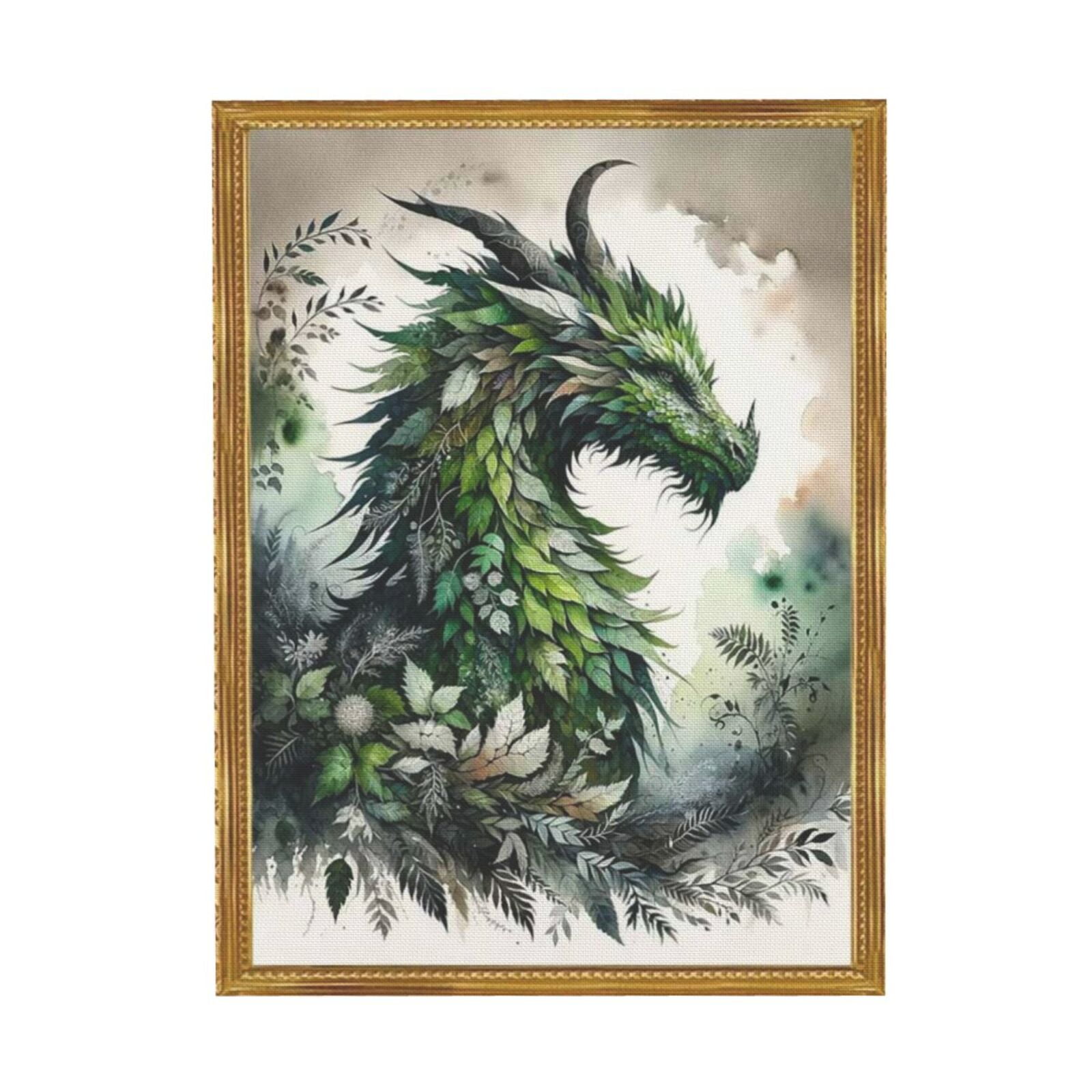 AatoeaX Dragon Wall Art Green Dragon Pictures Wall Decor Dragon Leaf ...