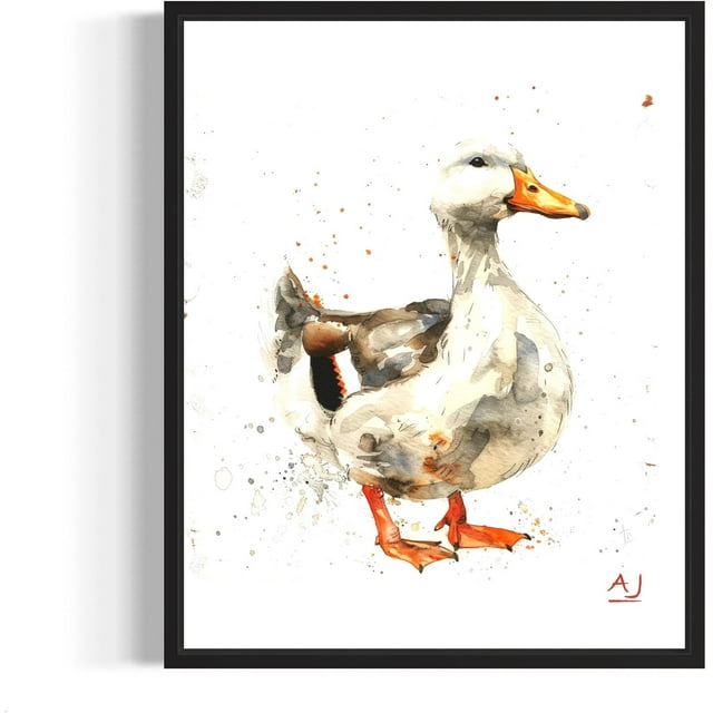 AatoeaX Duck Art Print Poster, Bird Watercolor Painting, Nature Animal ...