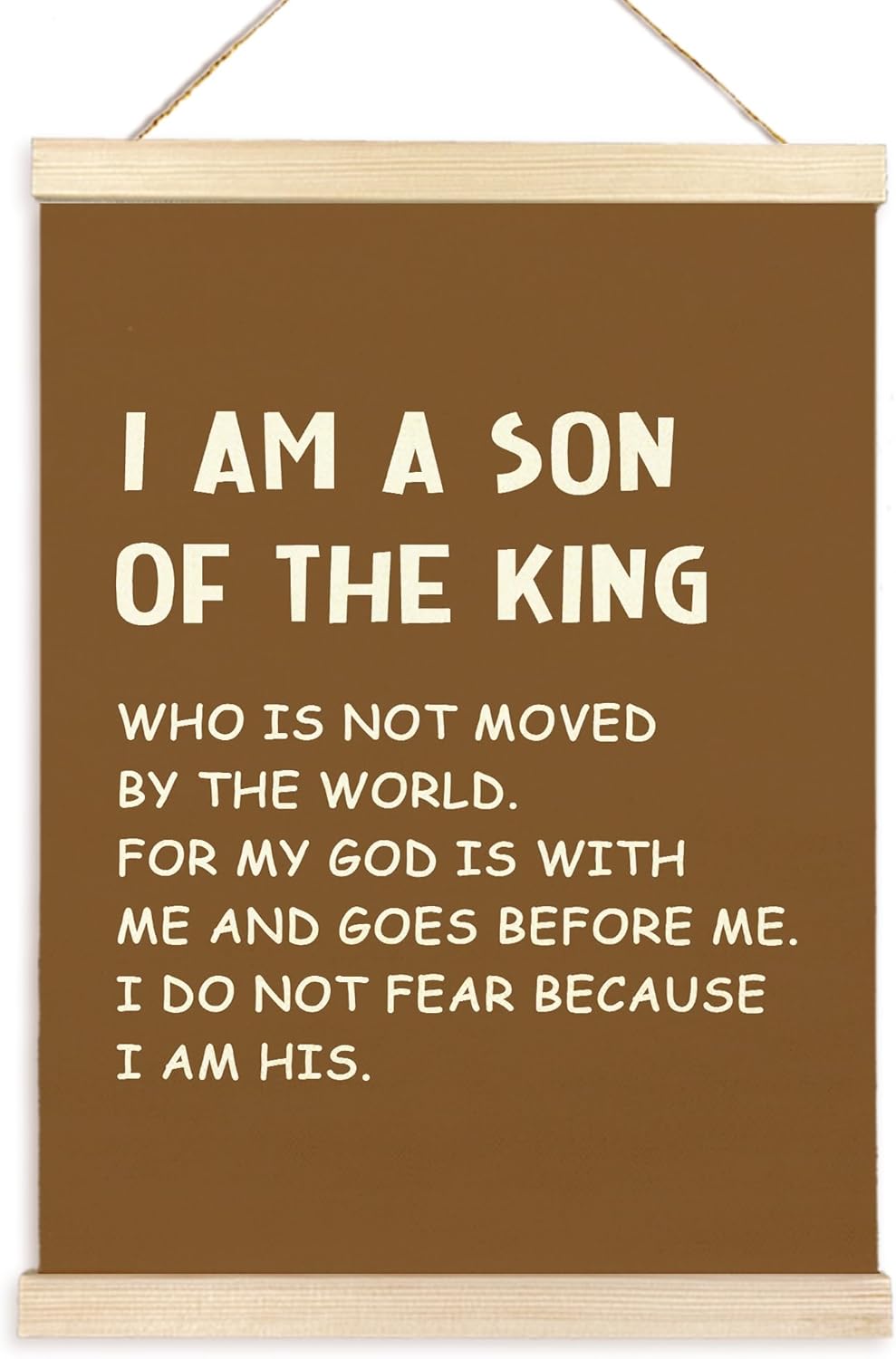 AatoeaX Earthy "I Am a Son of the King" Scroll, Linen Canvas, Brown ...