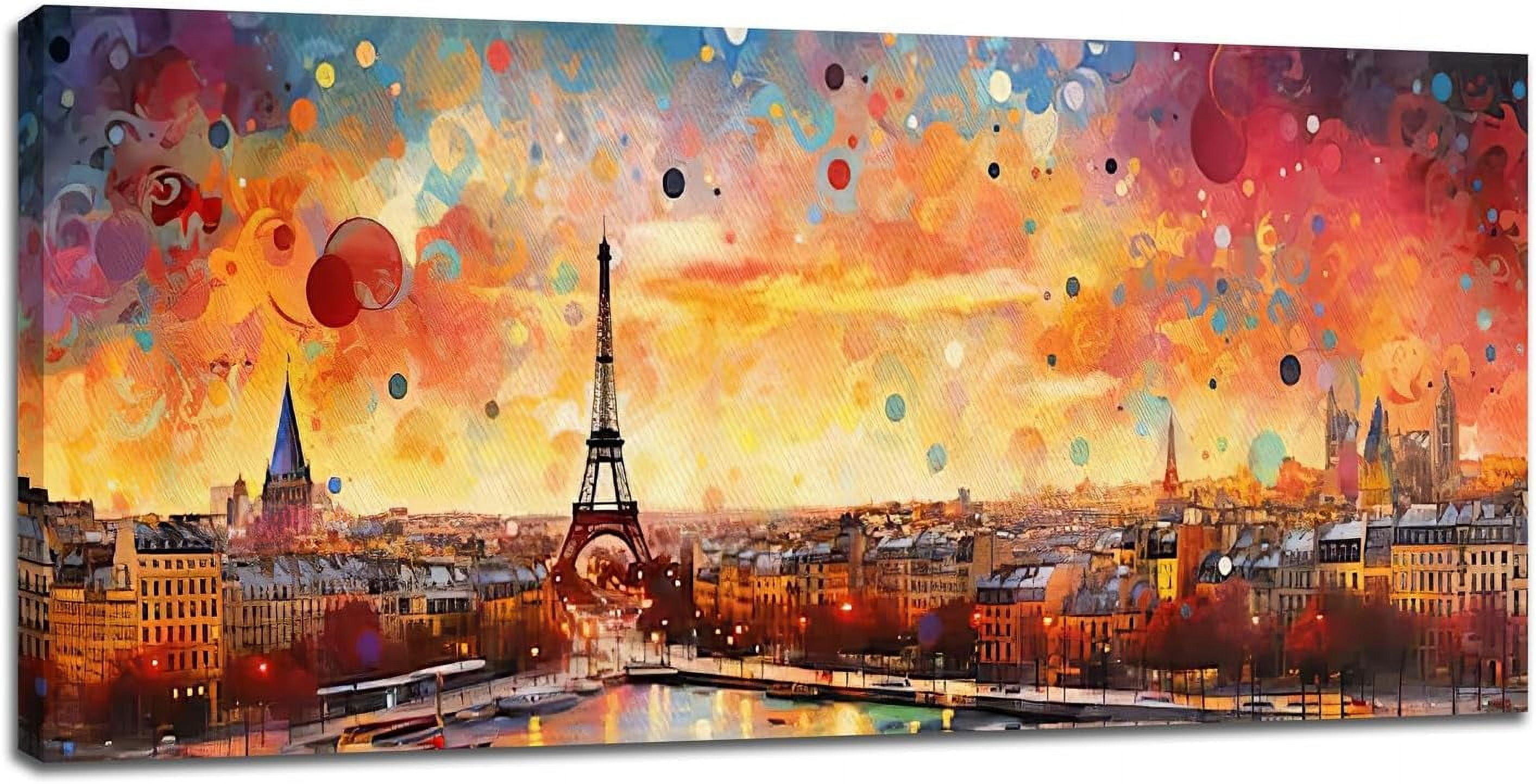 AatoeaX Eiffel Tower Wall Art Colorful Paris Pictures Wall Decor ...