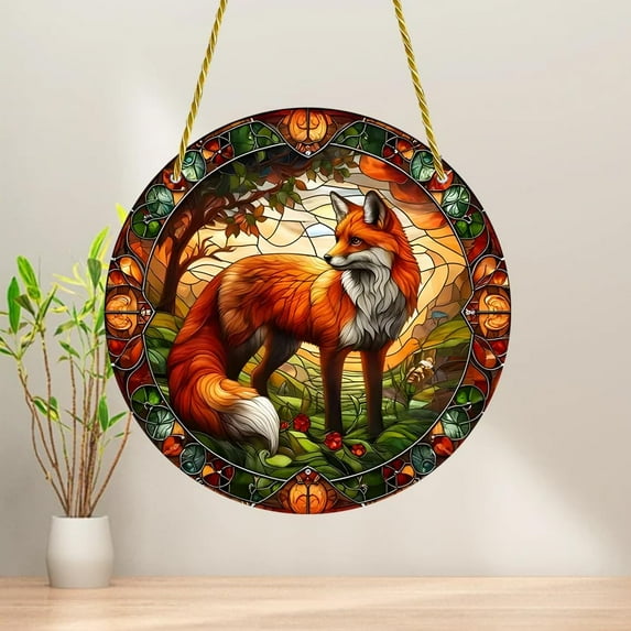 AatoeaX Elegant Fox Window Decor: Forest Setting, Transparent Acrylic ...