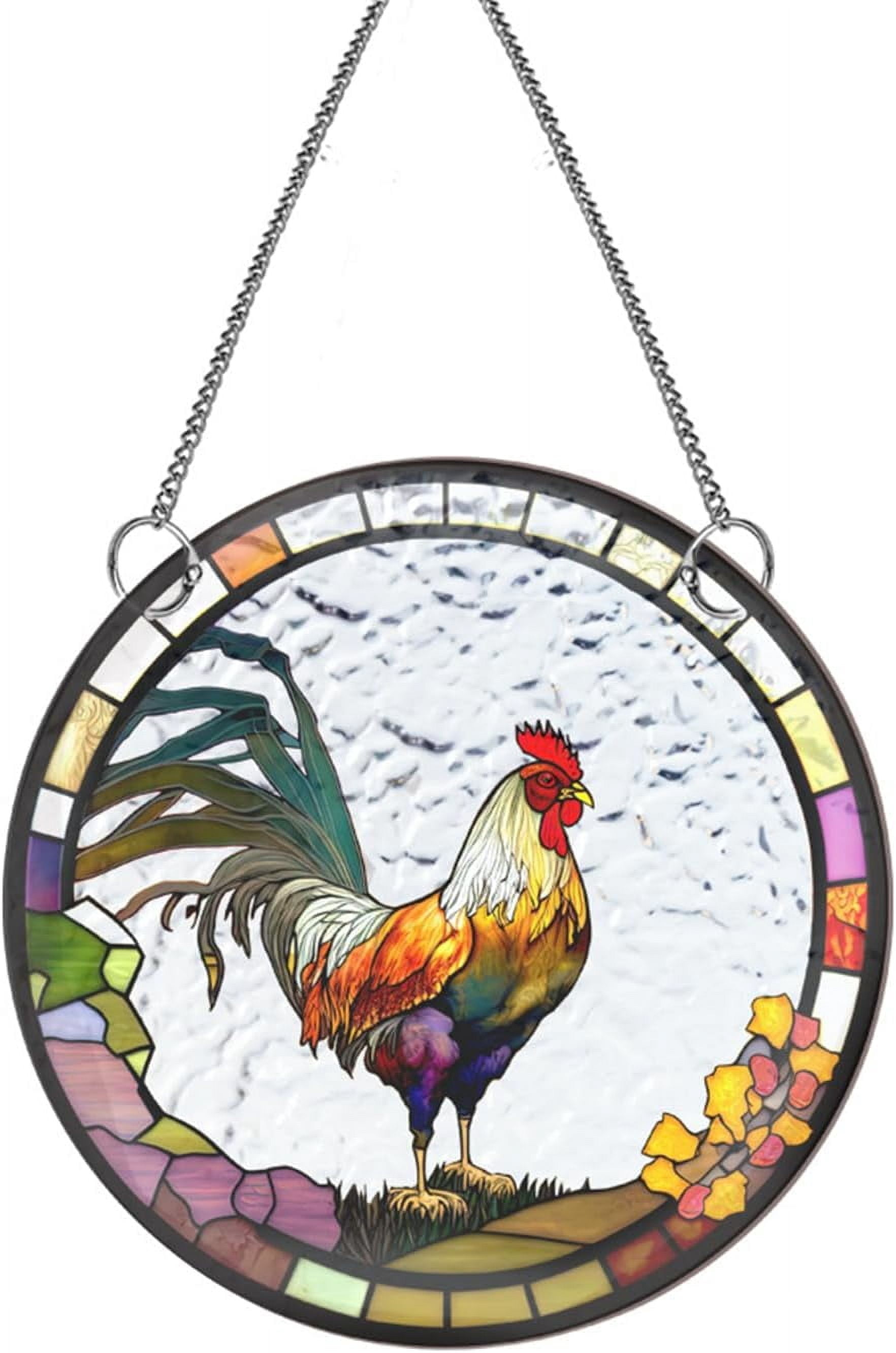 AatoeaX Elegant Rooster Window Decor: Stained - Glass Effect ...