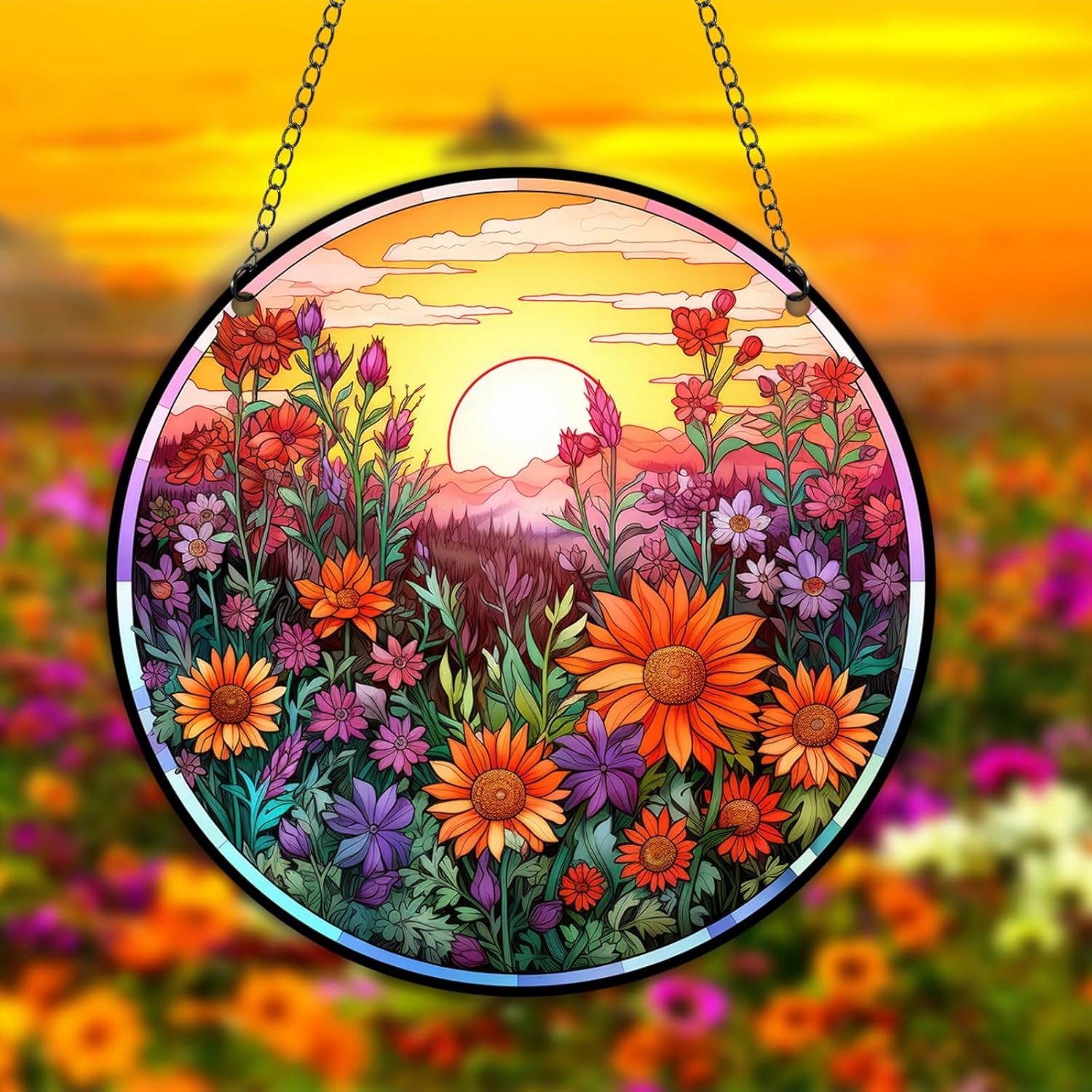 AatoeaX Elegant Sunset - Floral Transparent Acrylic Hanging Art Panel ...