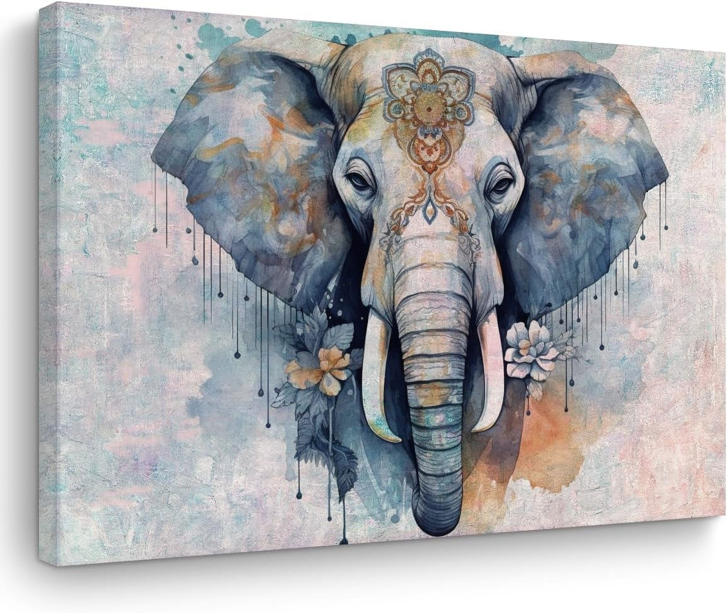 AatoeaX Elephant Wall Art Elephant Wall Decor Retro Elephant Gifts Canvas Vintage Animal Themed ...