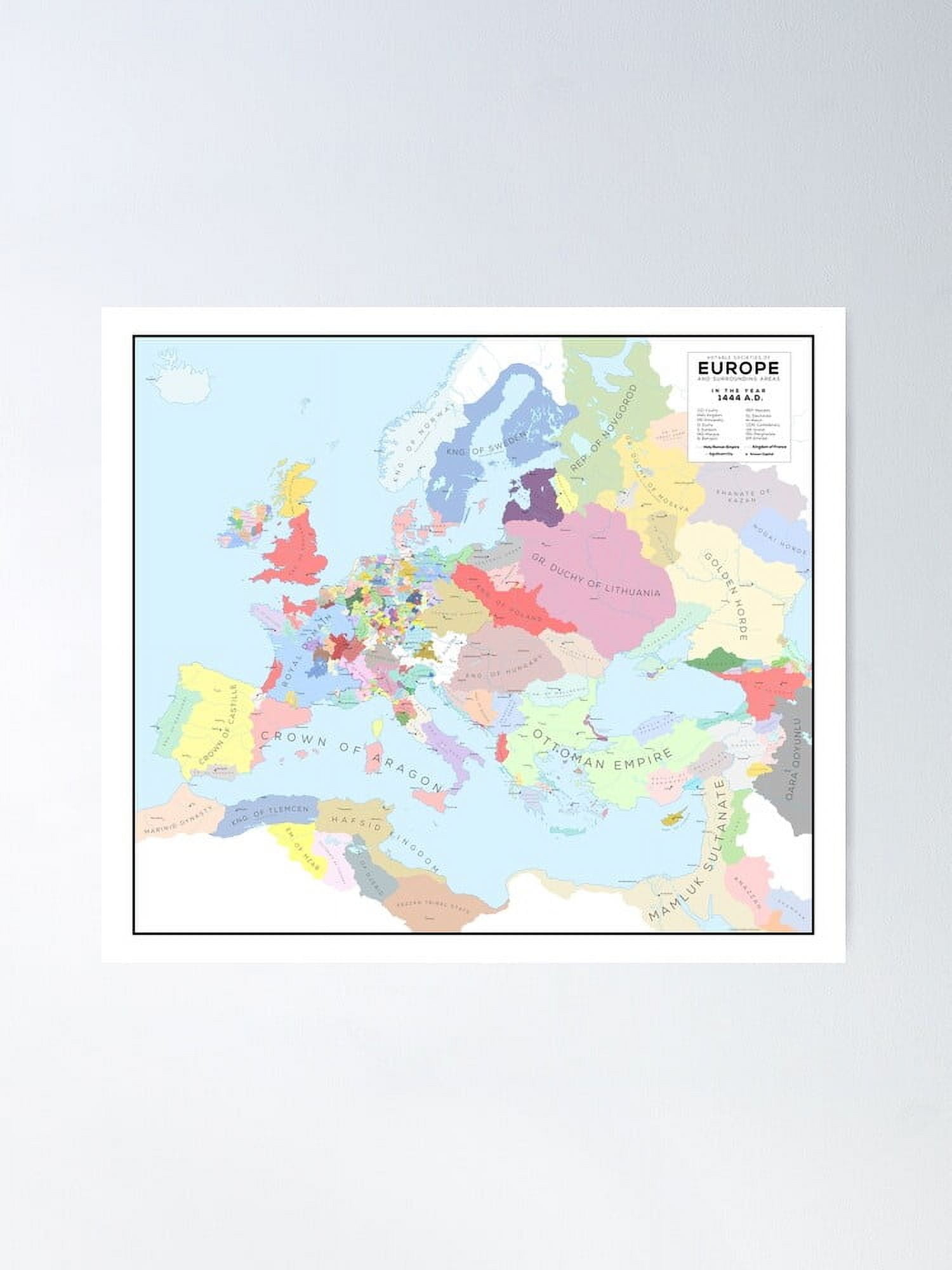 AatoeaX Europe in 1444 AD Poster Modern Wall Art Canvas Poster ...