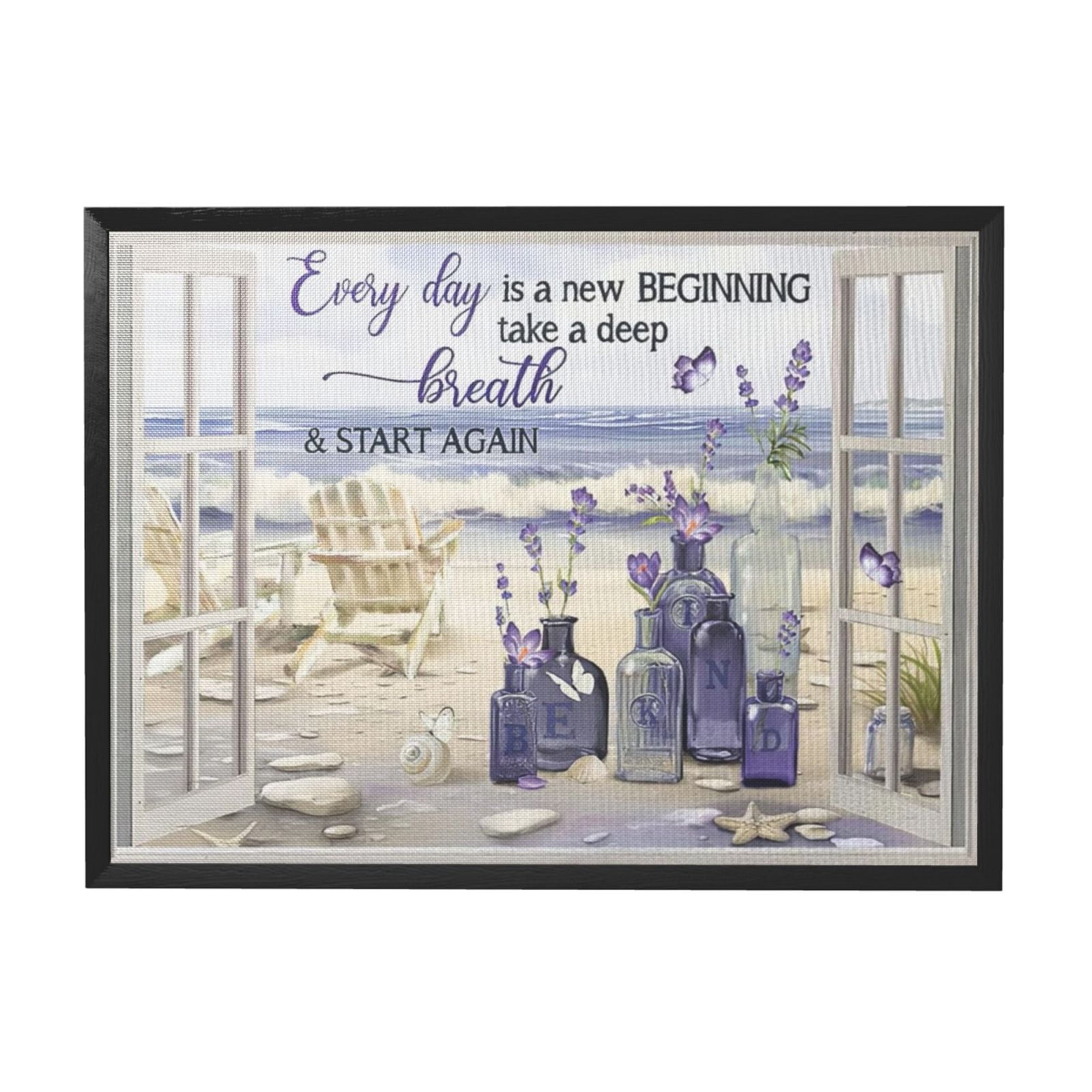 AatoeaX Every Day Is A New Beginning Canvas Wall Art Lavende ...