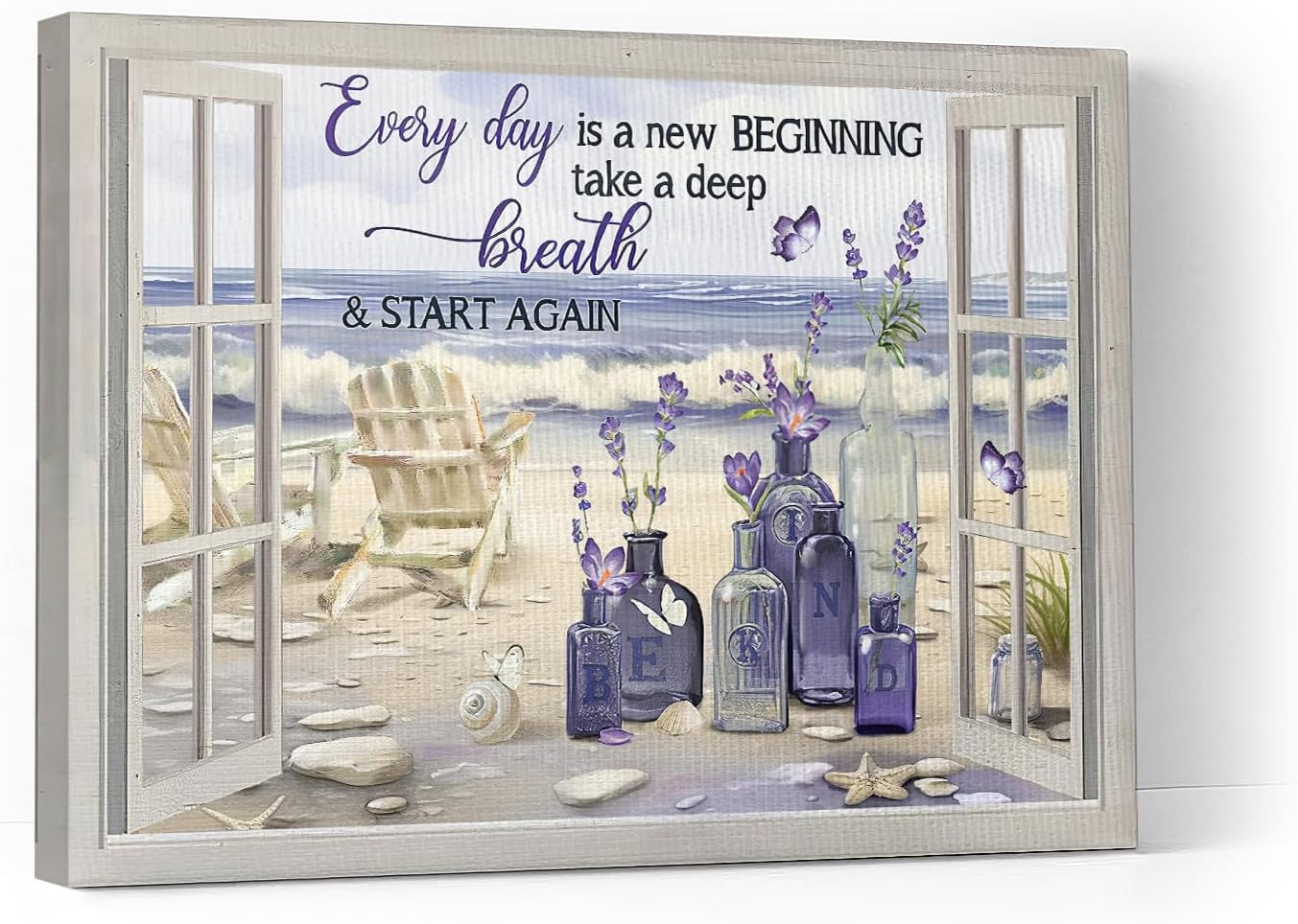 AatoeaX Every Day Is A New Beginning Canvas Wall Art Lavende ...