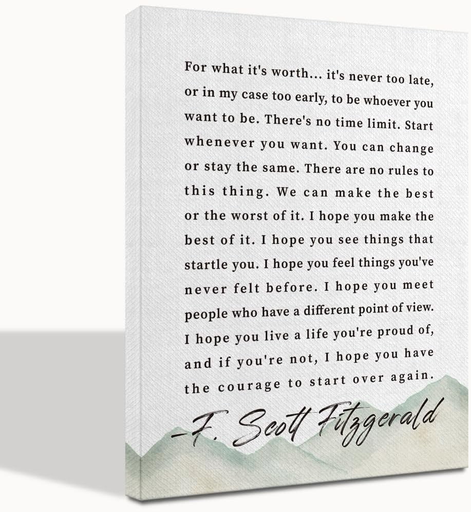 AatoeaX F. Scott Fitzgerald Quotes Wall Art, Inspirational Quote Wall ...