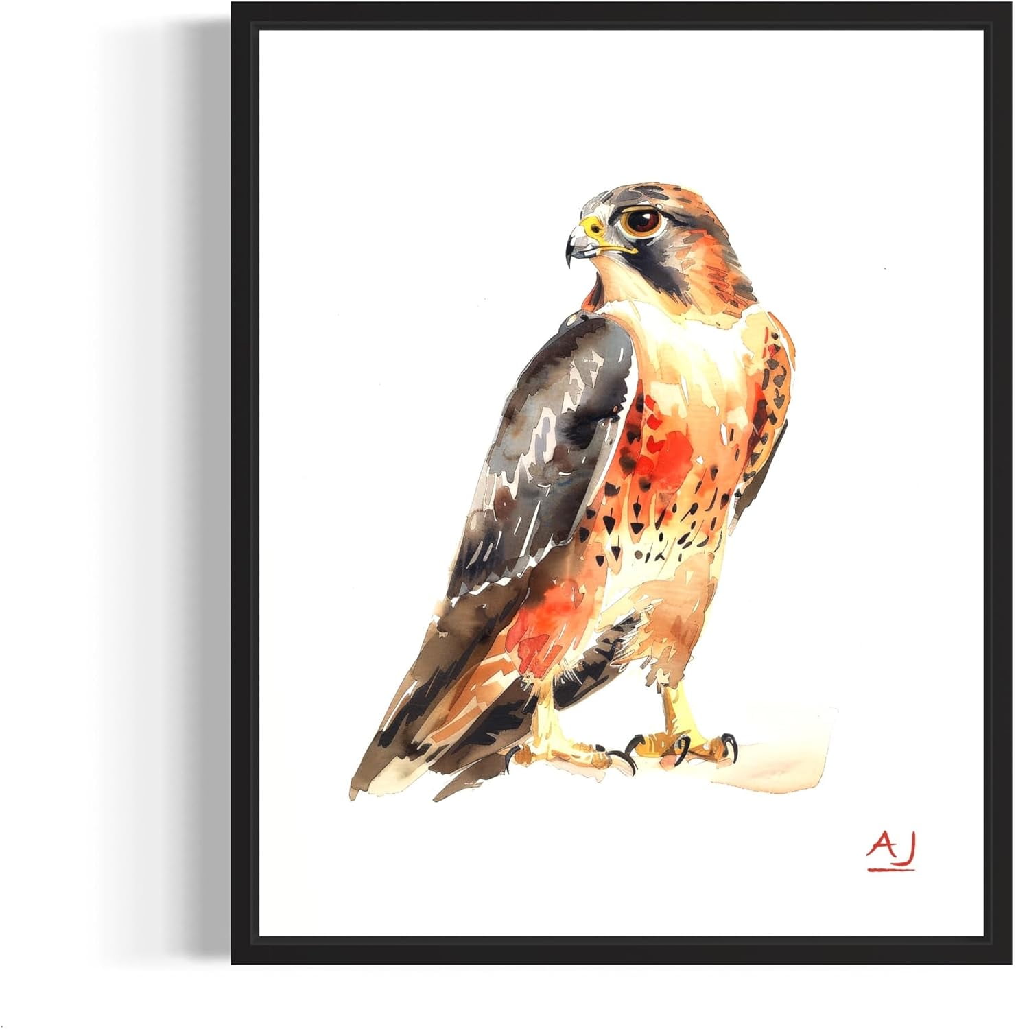 AatoeaX Falcon Art Print Poster, Bird Watercolor Painting, Nature ...