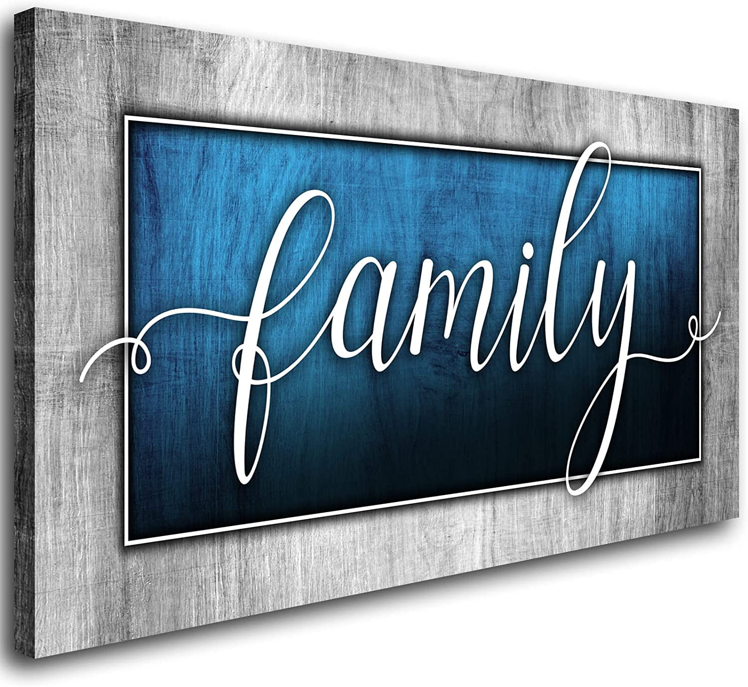AatoeaX Family Canvas Wall Art-Navy Blue Family Wall Decor-Family Word ...